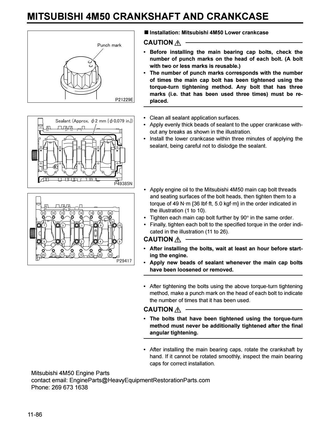 Mitsubishi 4M50 Engine Workshop Manual free download by engineparts2 ...