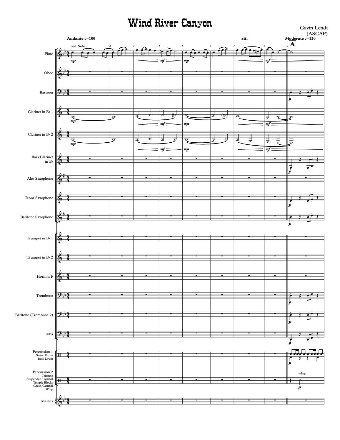 Wind River Canyon - Concert Band, Grade 2 by Gavin Lendt - Issuu