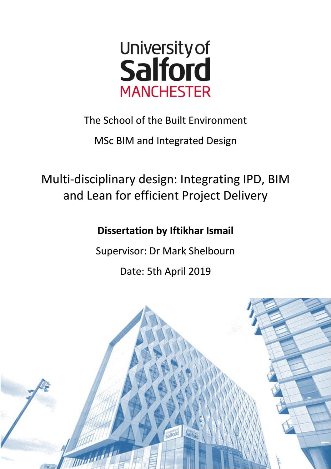 MSc Dissertation Integrating IPD BIM And Lean For Efficient Project