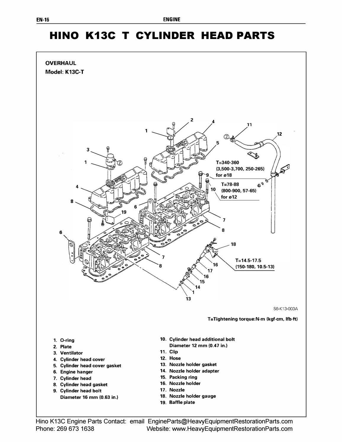 Hino K13C T K13CT Engine Workshop Manual free download by engineparts2 ...