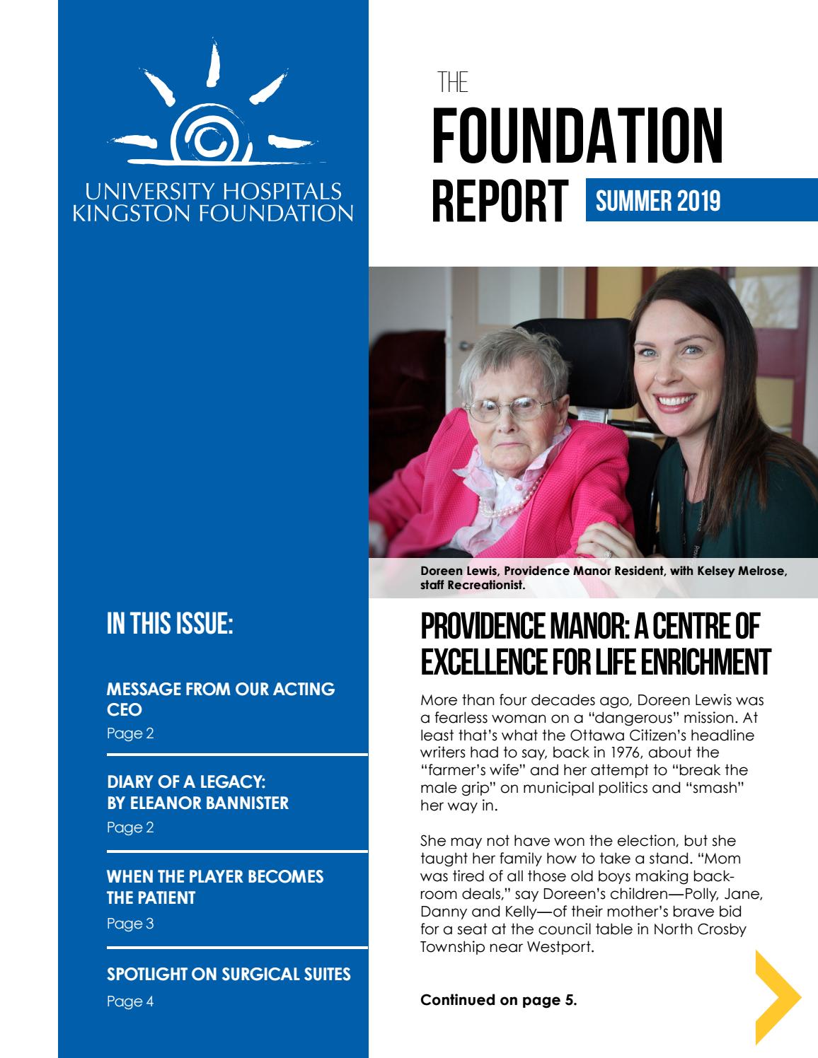 The Summer 2019 Foundation Report by University Hospitals Kingston ...