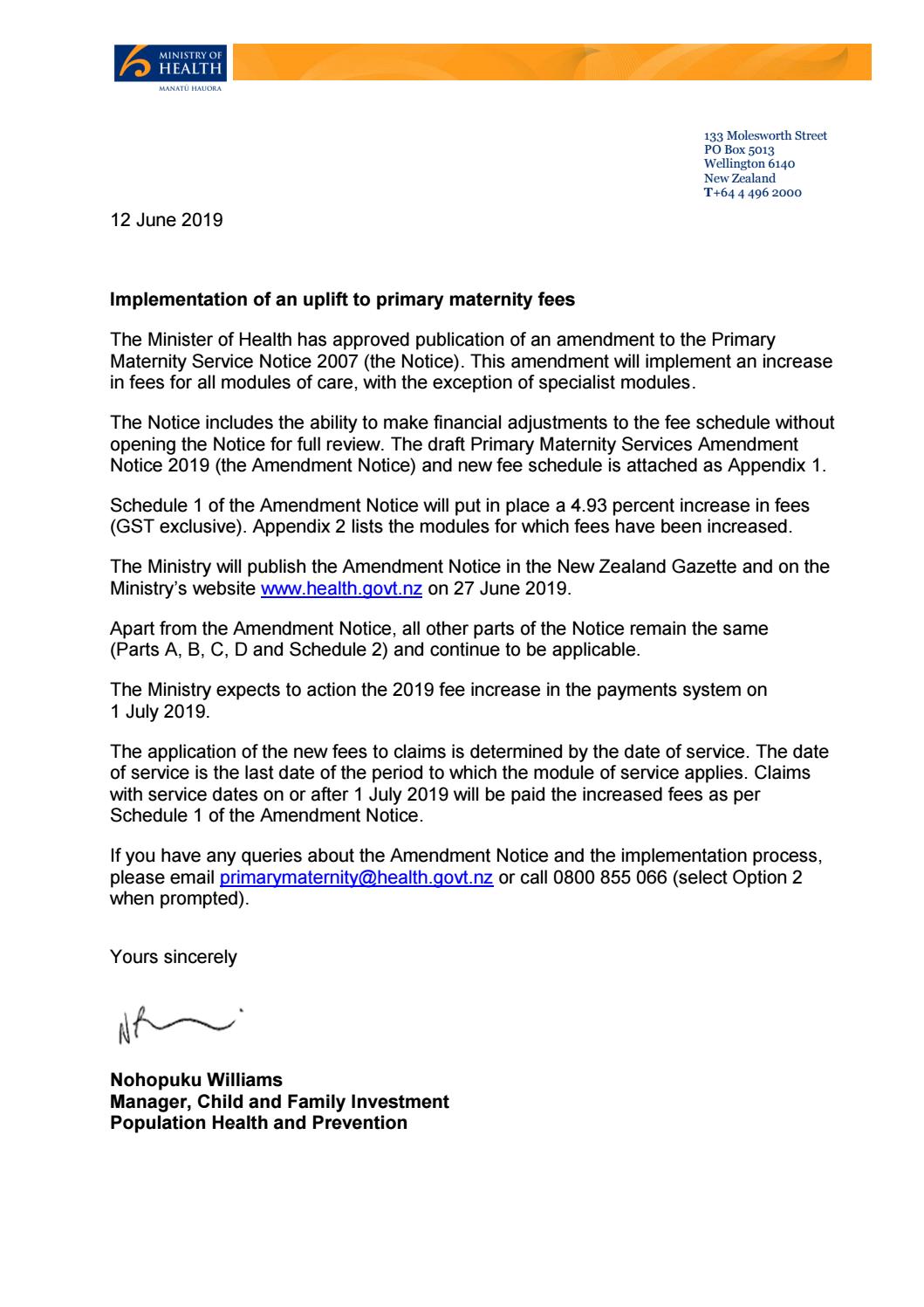 Letter re fee uplift 2019 by WBOP PHO - Issuu