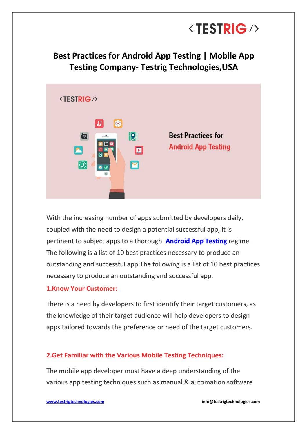 Best Practices for Android App Testing | Mobile App Testing Company ...