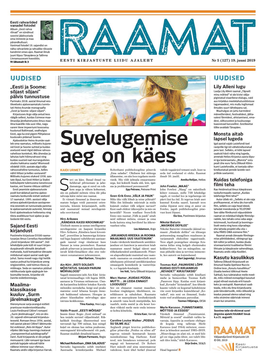 Ajaleht RAAMAT (nr 127 (juuni 2019) by Kaidi Urmet - Issuu