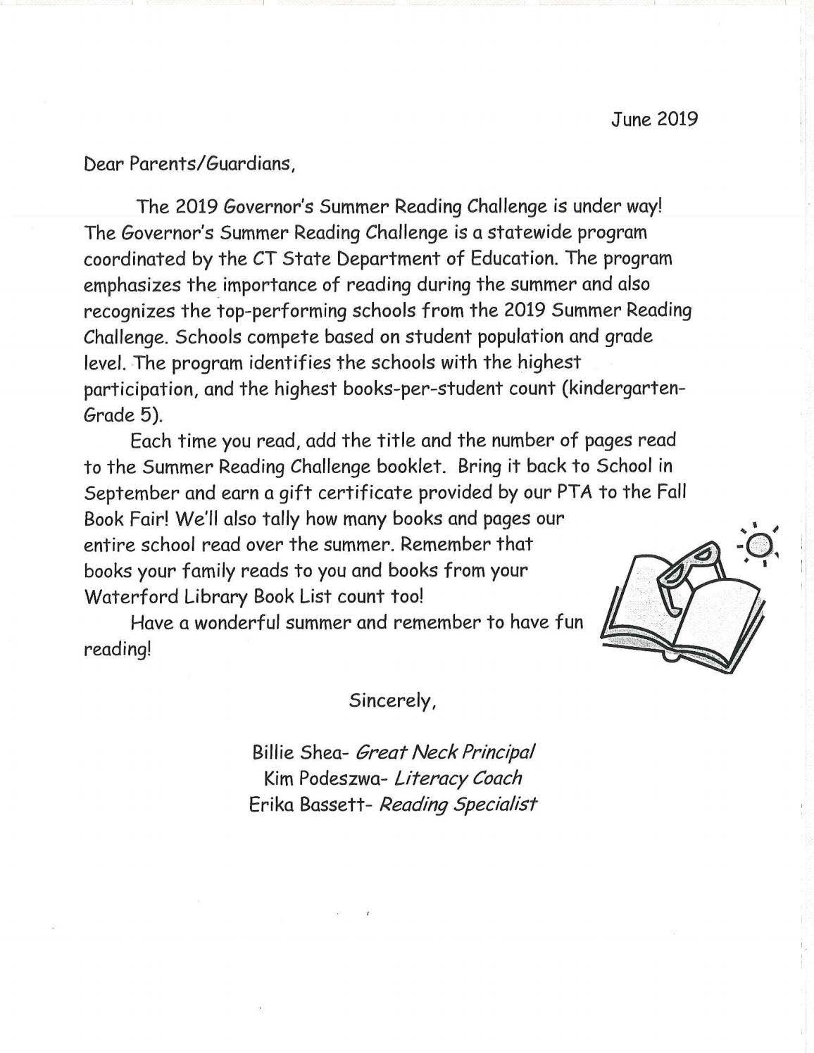 Great Neck Summer Reading Parent Letter by Waterford Public Schools - Issuu