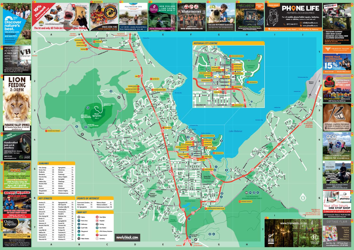 Rotorua Visitor Map 2019 By Ninetyblack Issuu