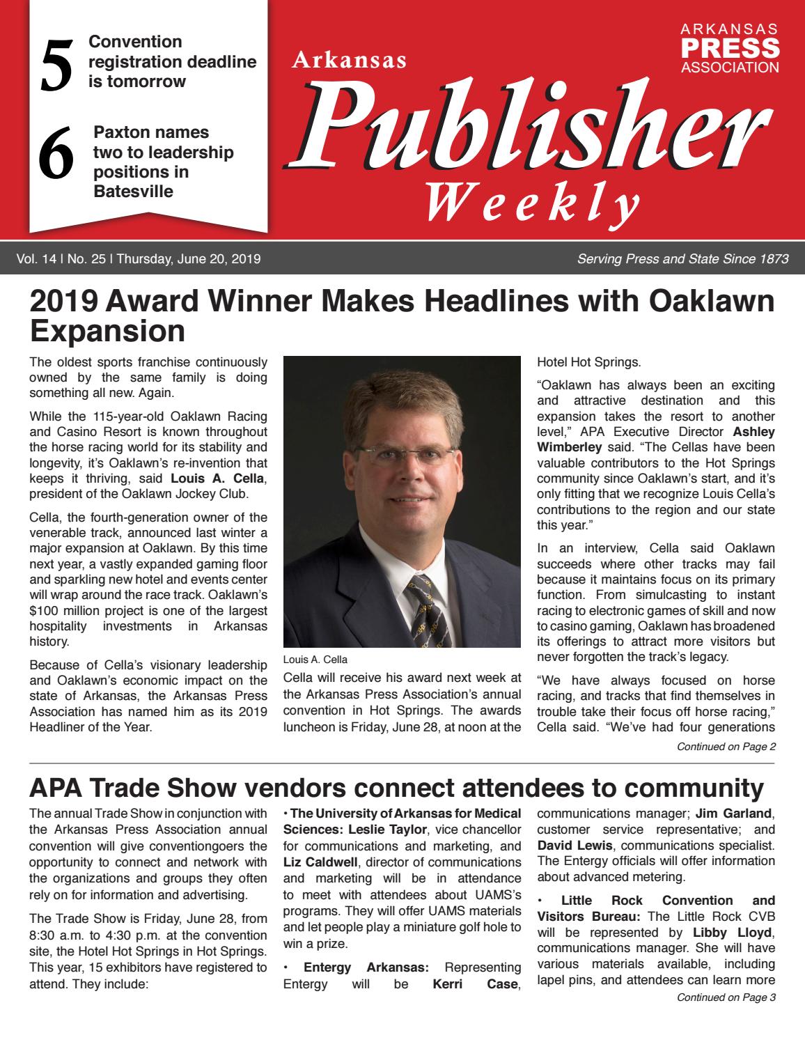 Arkansas Publisher Weekly: June 20, 2019 by Arkansas Press Association ...