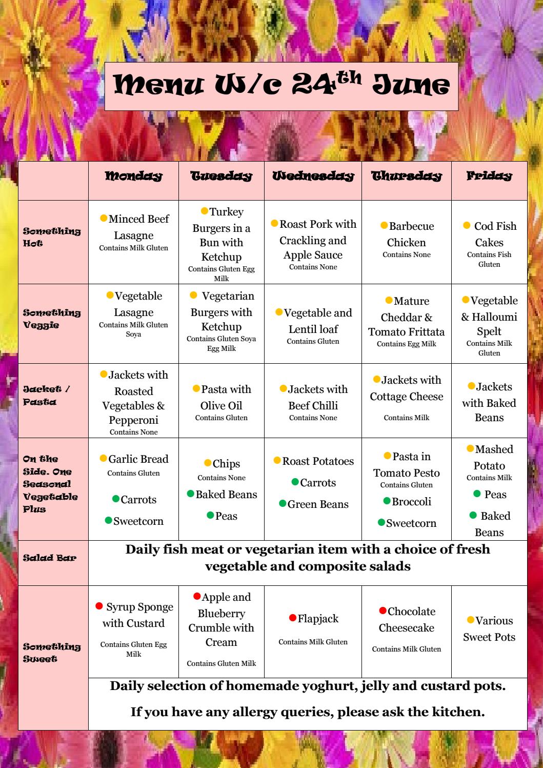 Lunch Menu W/c 24/6/19 by Upton House School - Issuu