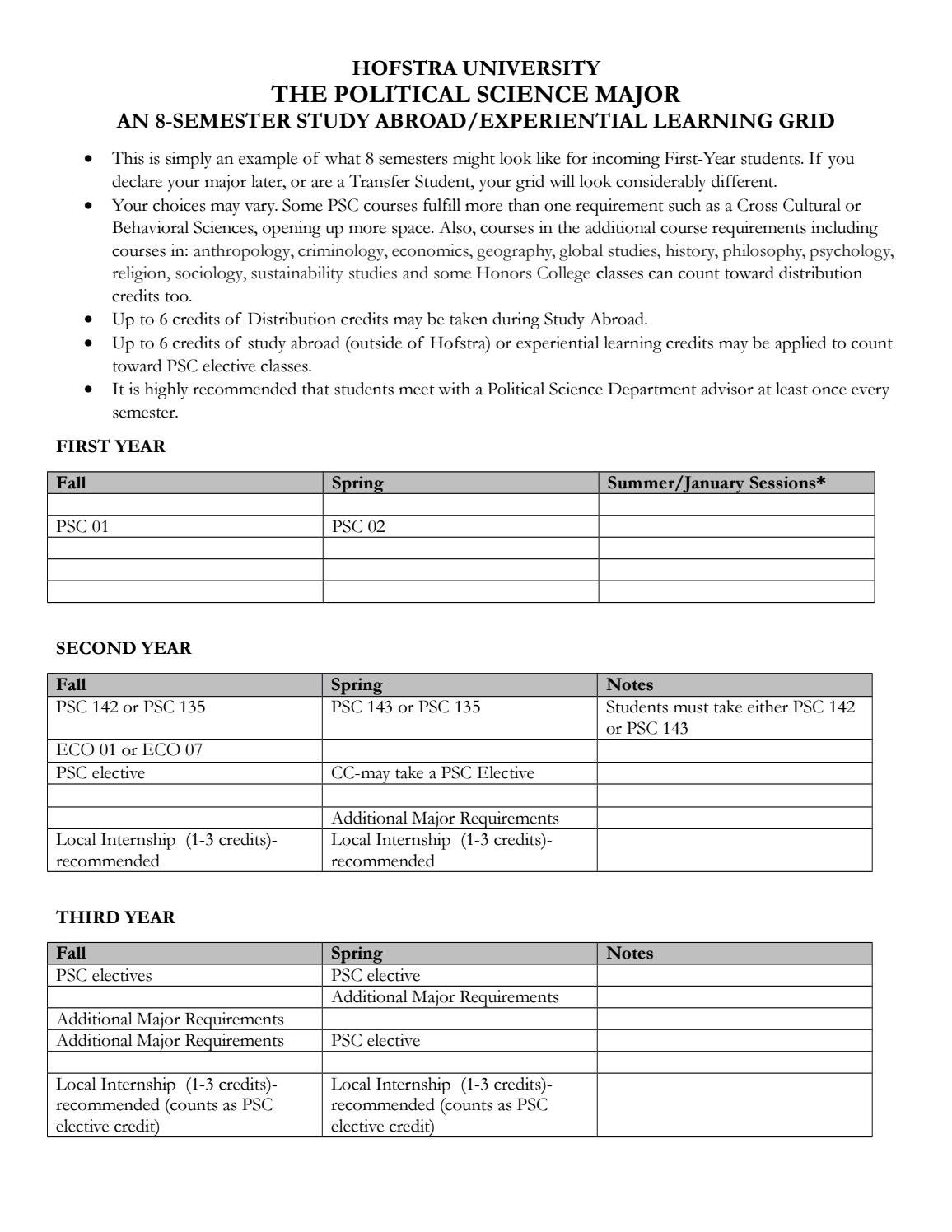 HCLAS - 4-Year Schedule - Political Science by Hofstra University - Issuu