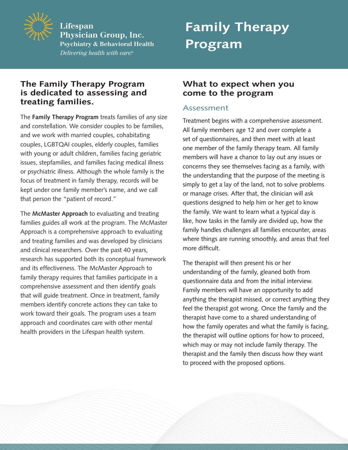 Family Therapy Brochure Updated 6_26_19 by Lifespan Health System - Issuu