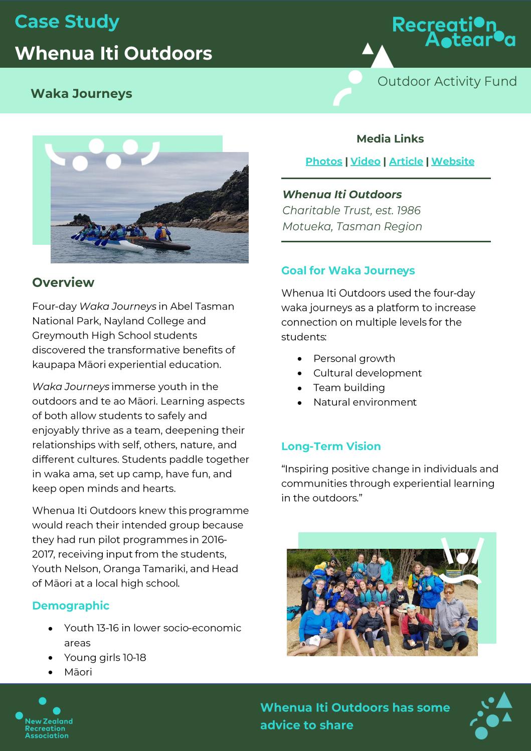 Outdoor Activity Fund Case Study #3 - Whenua Iti Outdoors by Recreation ...