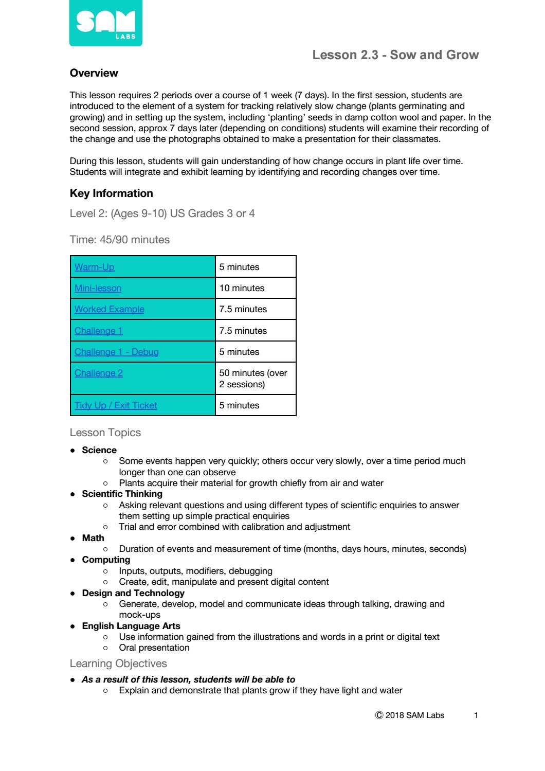 Sow and Grow - Teacher Lesson Plan by ETC Educational Technology ...