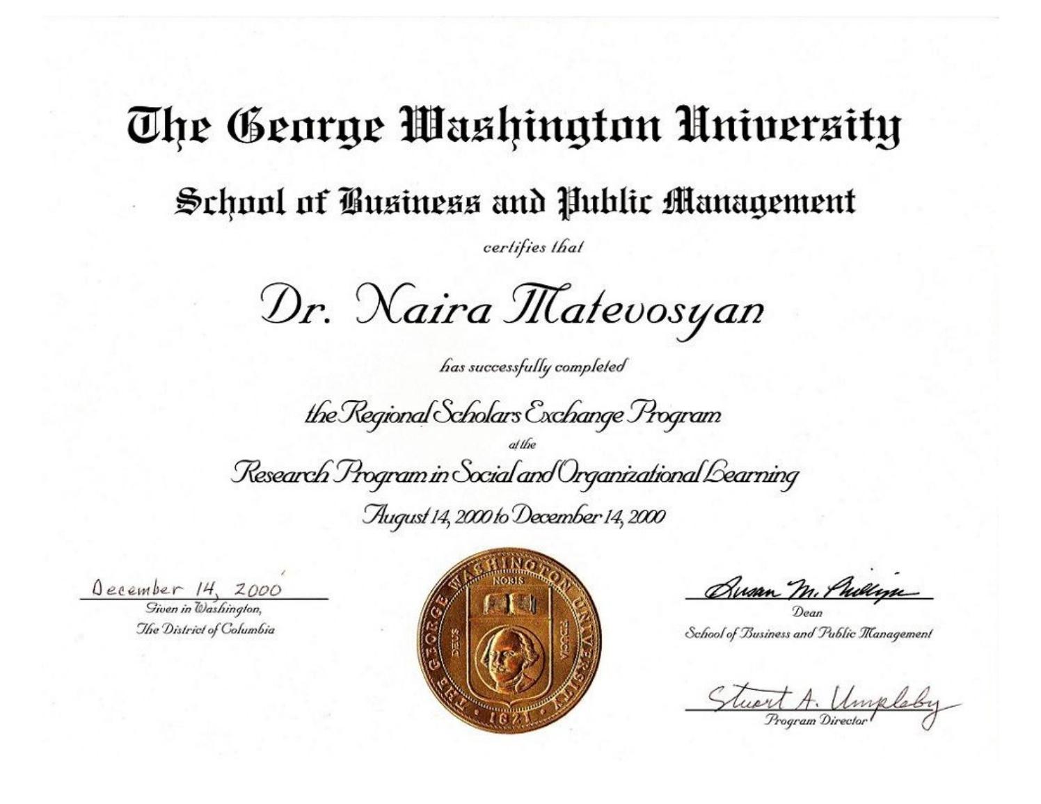 Regional Scholar Exchange Program (GWU, Washington, DC) by naira ...