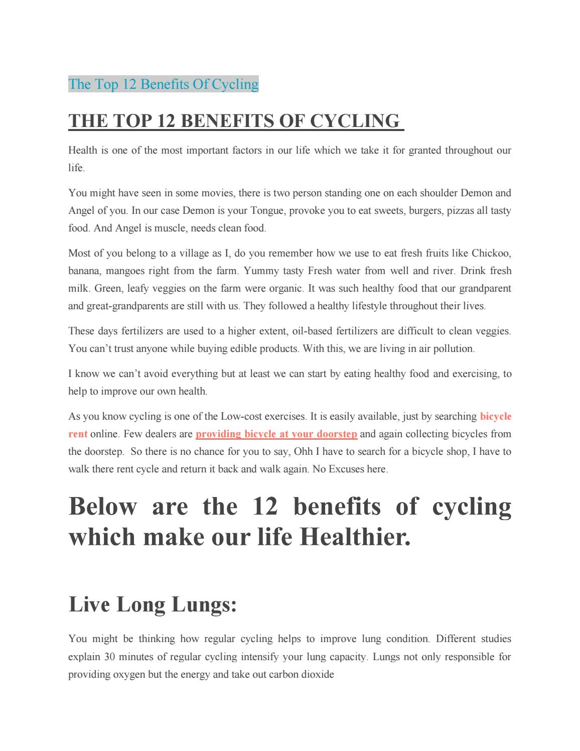 The Top 12 Benefits Of Cycling by seo working - Issuu