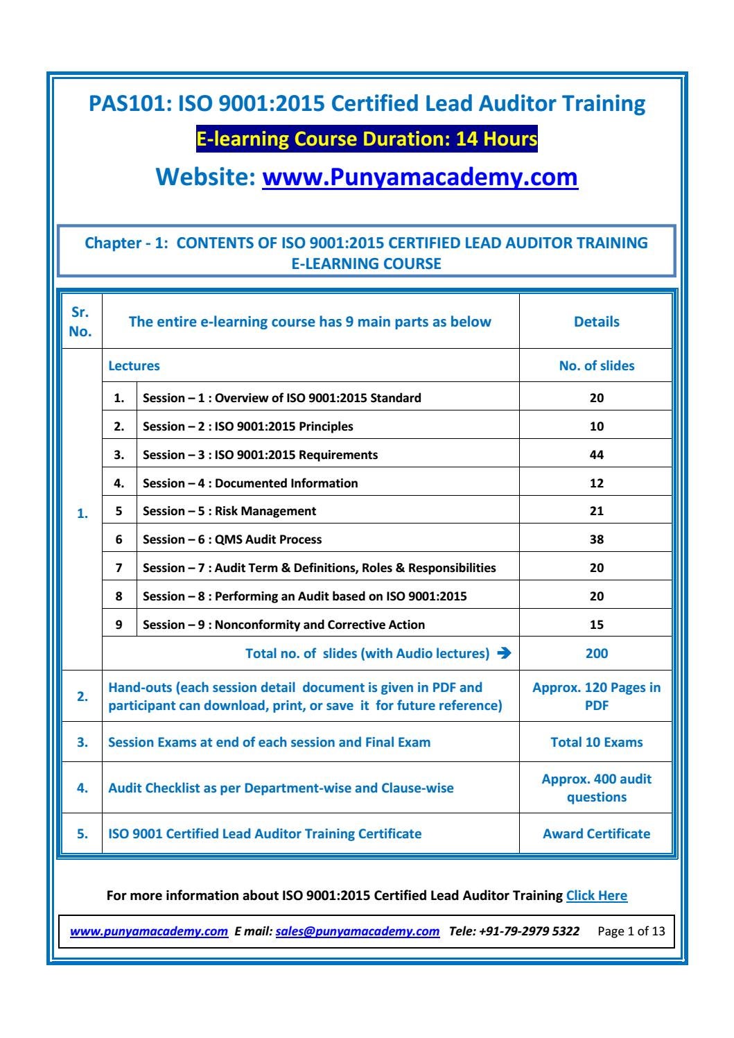 Iso 9001 Internal Auditor Certification Prntbl
