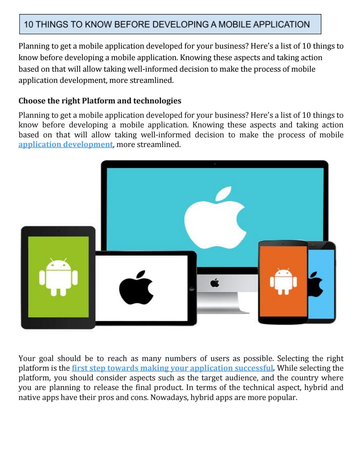 10 THINGS TO KNOW BEFORE DEVELOPING A MOBILE APPLICATION by Techcronus ...