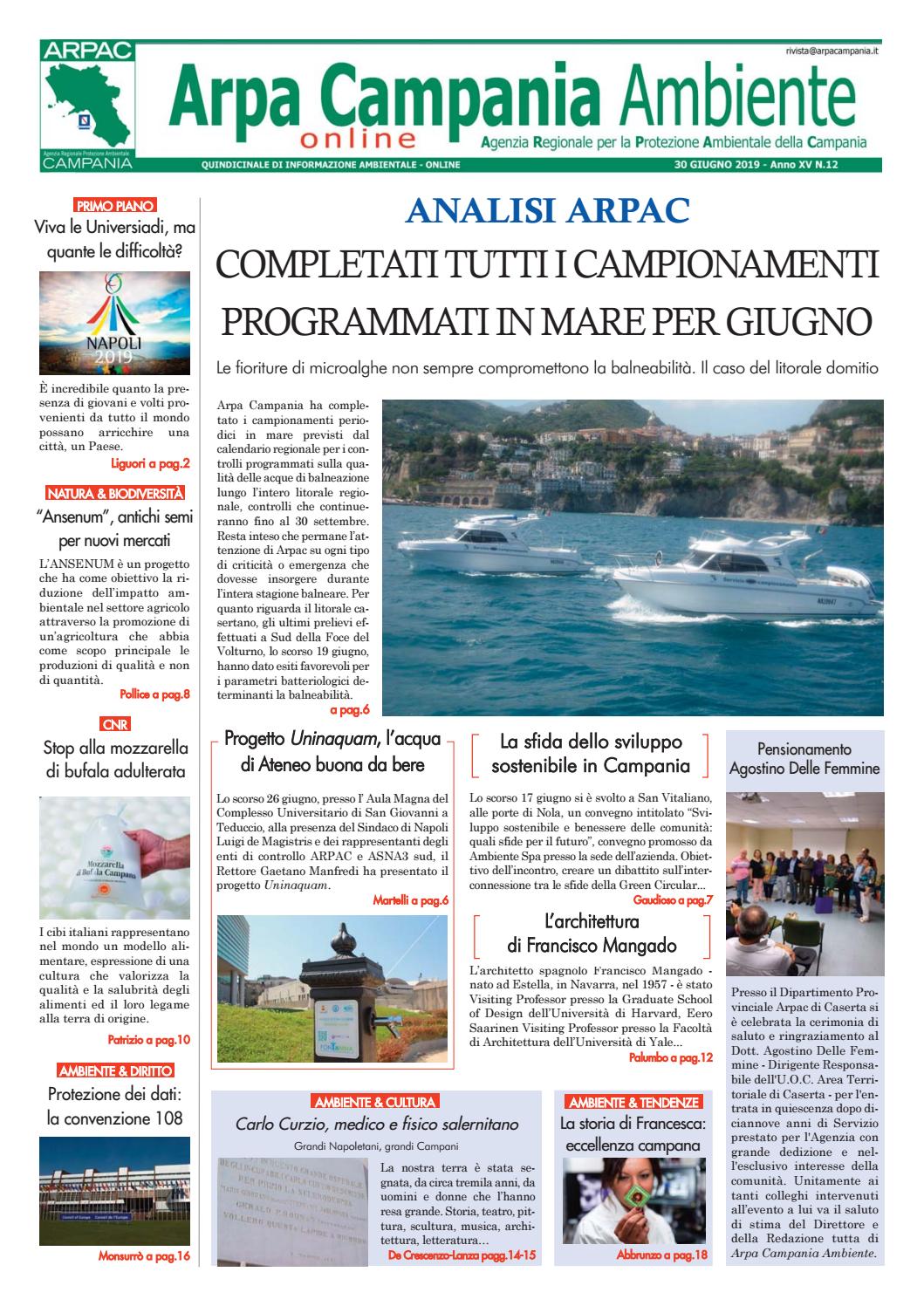 Arpa Campania Ambiente n.12/2019 by Arpa Campania Servizio Comunicazione - Issuu