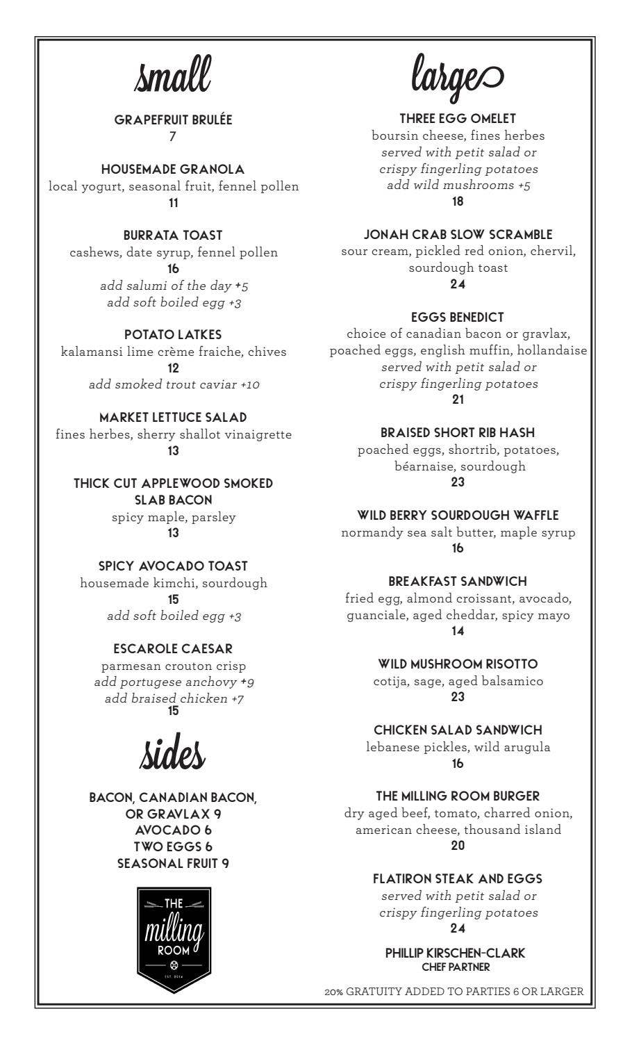 The Milling Room: Brunch and Dinner Menu by PDF Uploads - Issuu