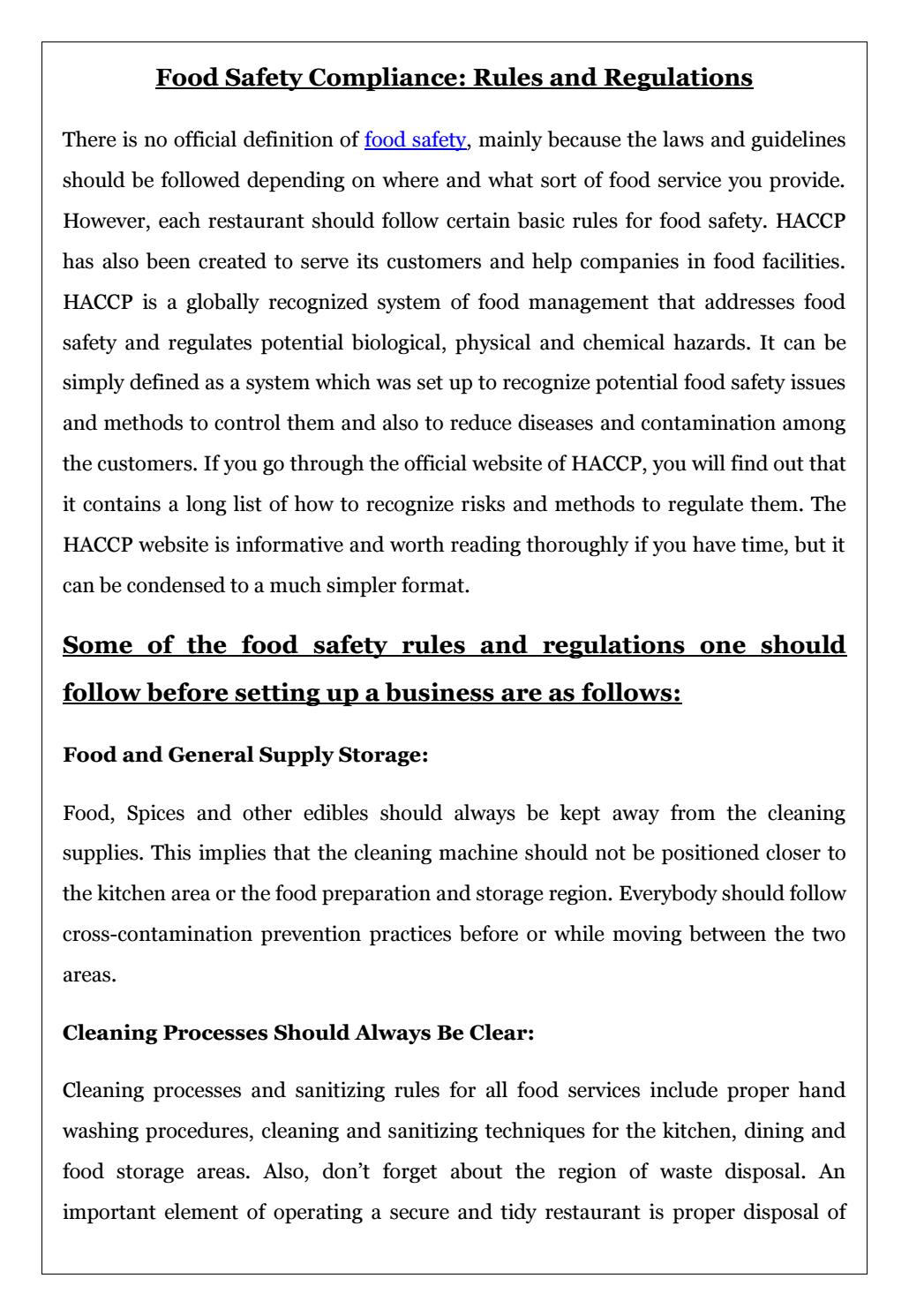Food Safety Compliance Rules And Regulations By Bodnerlawpllc Issuu