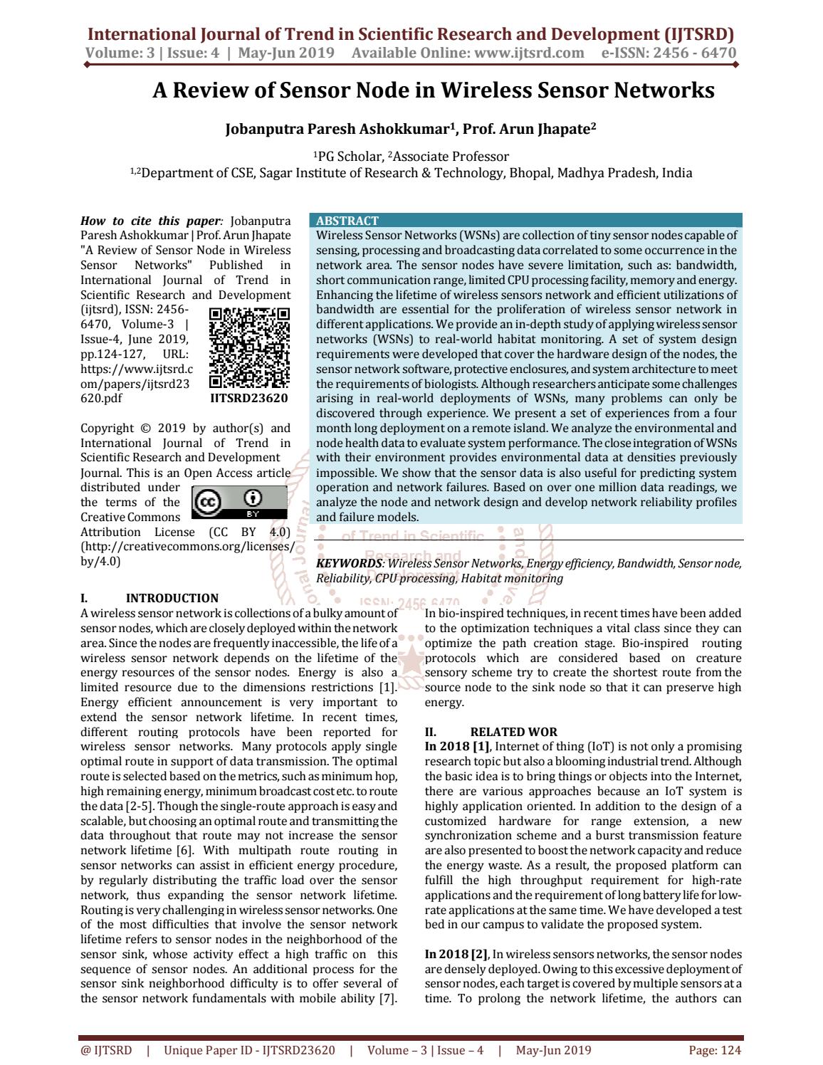A Review of Sensor Node in Wireless Sensor Networks by International ...