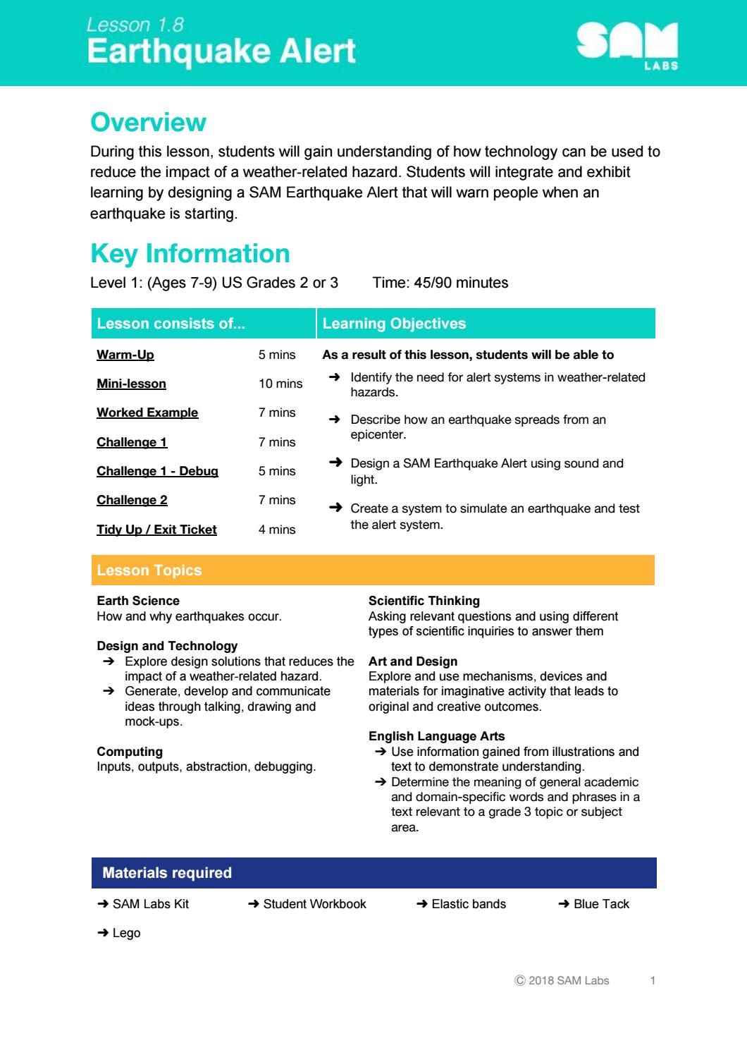 Earthquake Alert - Lesson Plan by ETC Educational Technology Connection ...