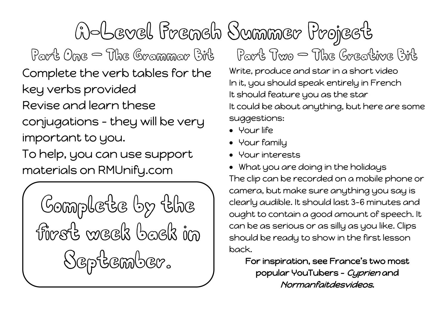French Summer Project by Ullswater Community College - Issuu