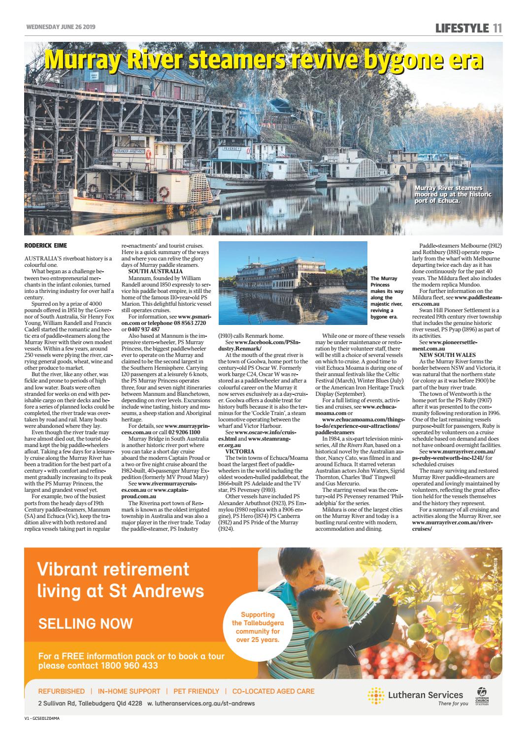 GC Sun: Murray River steamers revive bygone era by Roderick Eime - Issuu