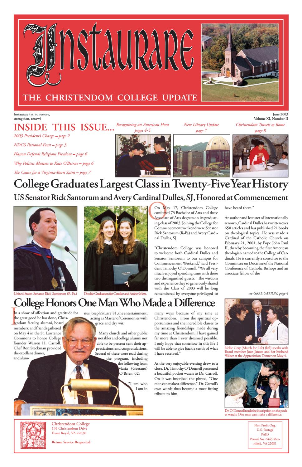 Instaurare | Summer 2003 by Christendom College - Issuu