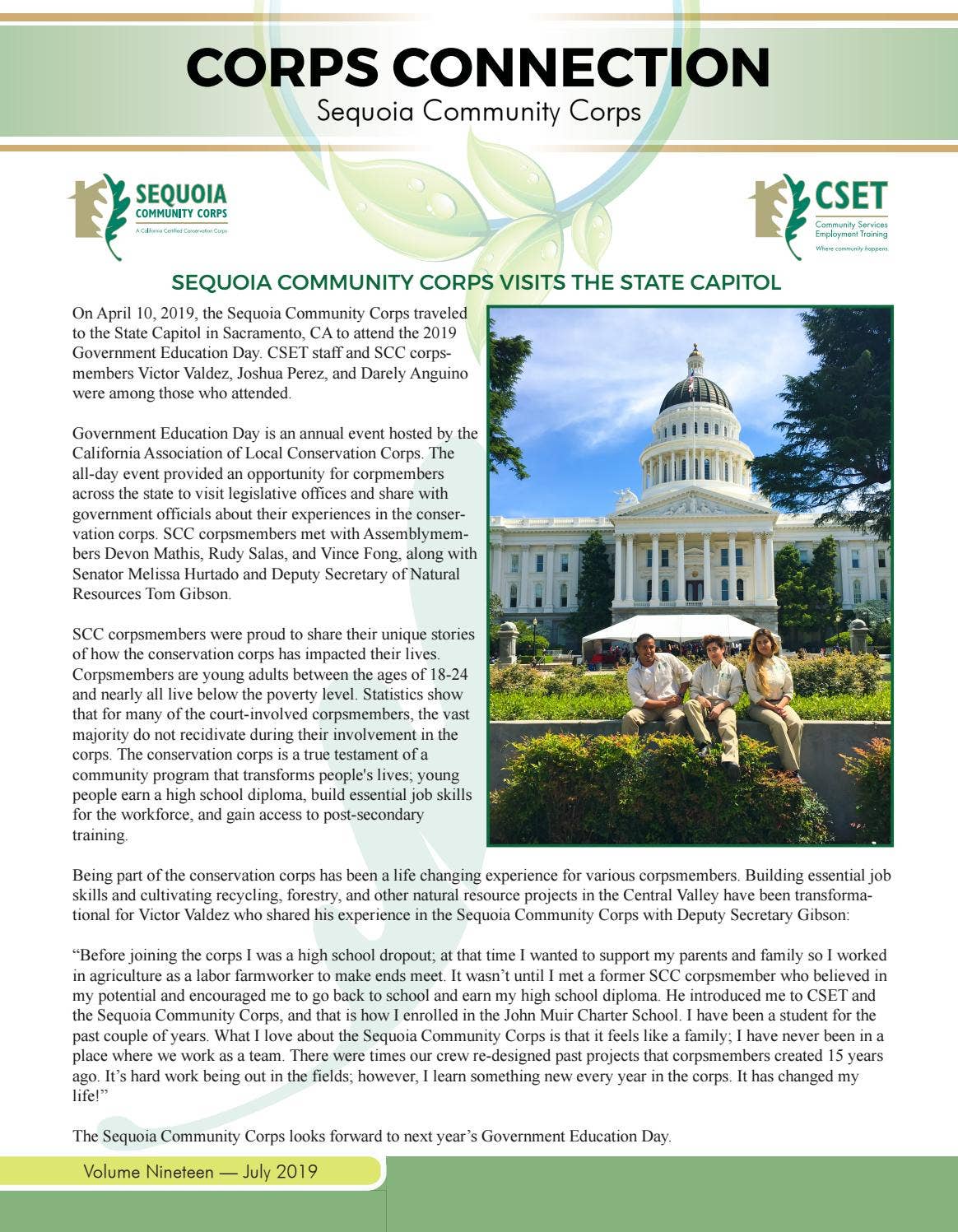 Corps Connection Newsletter (July 2019) by Community Services Employment Training (CSET) - Issuu