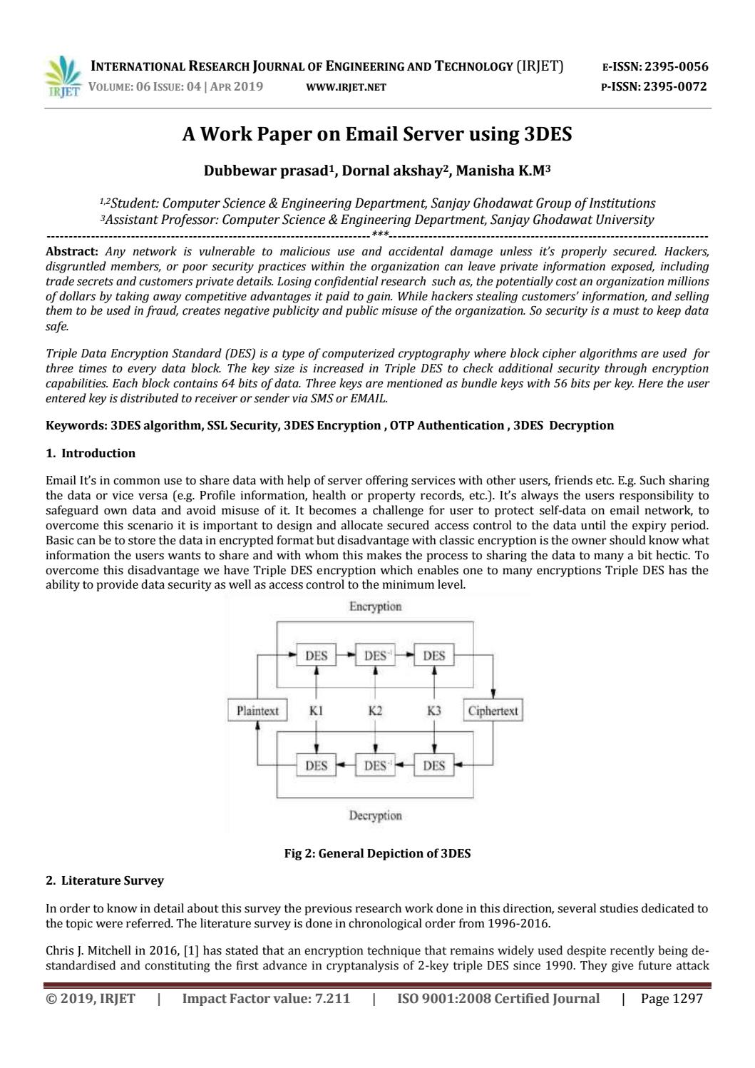 IRJET- A Work Paper on Email Server using 3DES by IRJET Journal - Issuu
