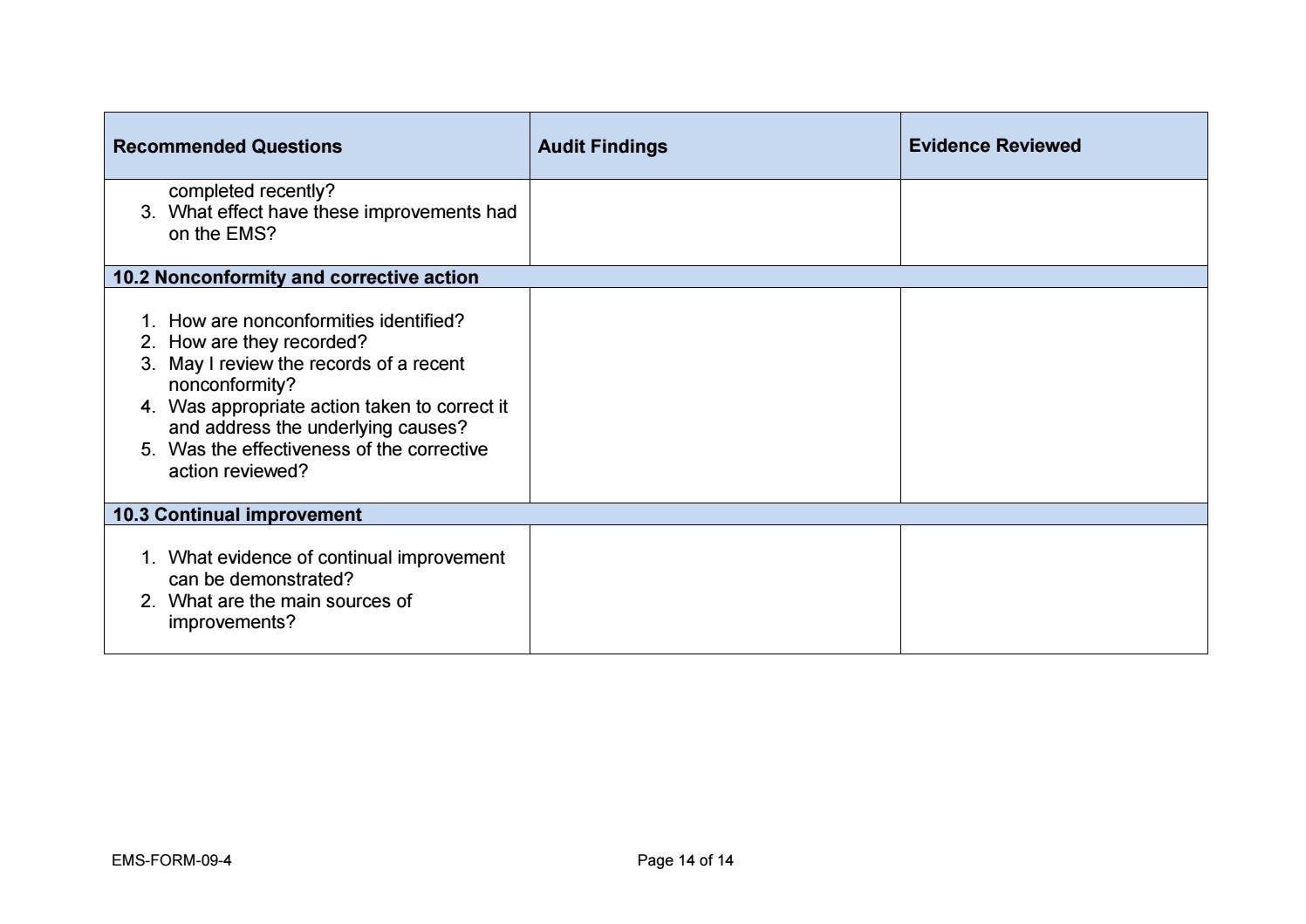 EMS-FORM-09-4 Internal Audit Checklist by CertiKit Limited - Issuu
