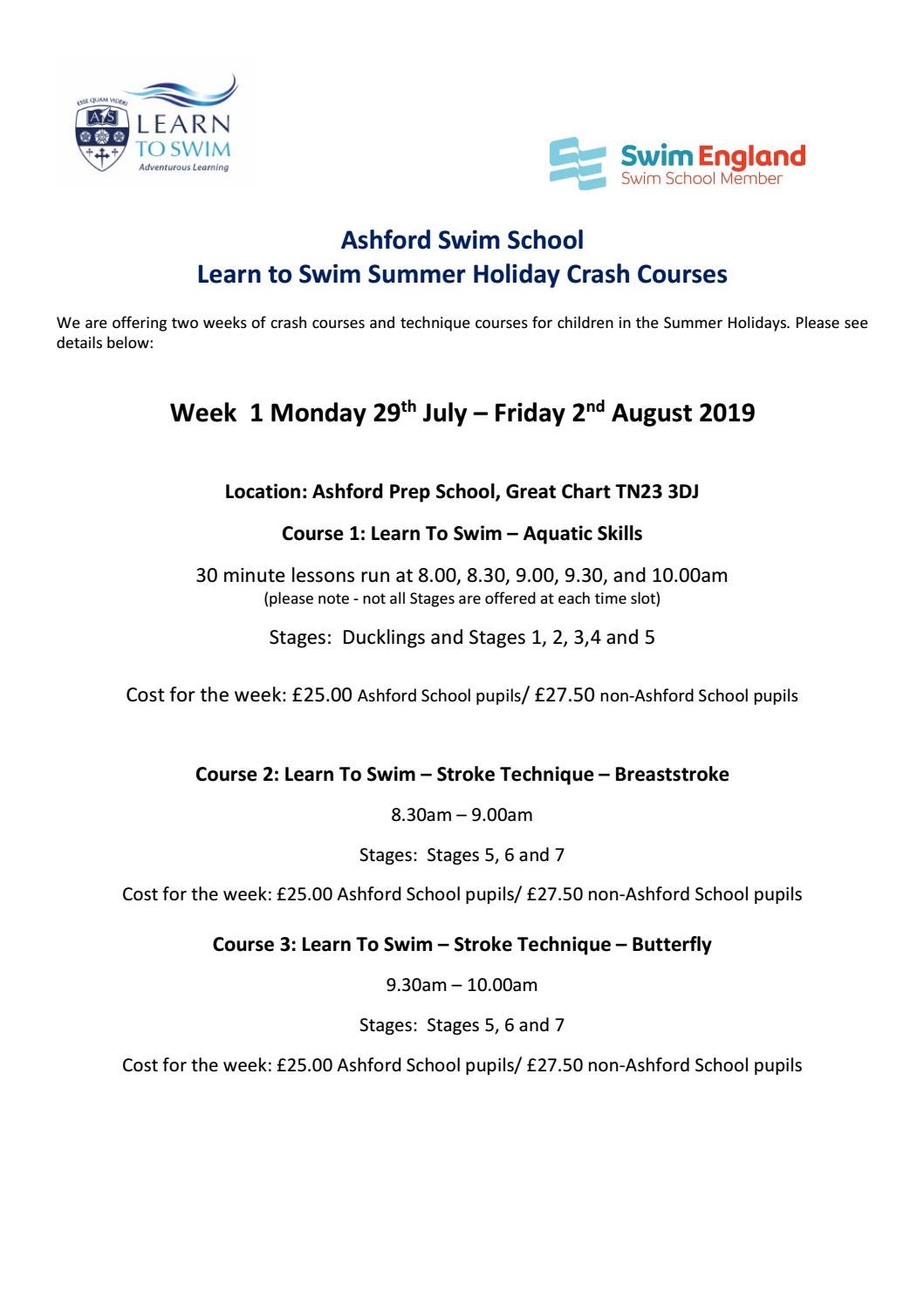 Summer Swimming Crash Courses by AshfordSchool - Issuu