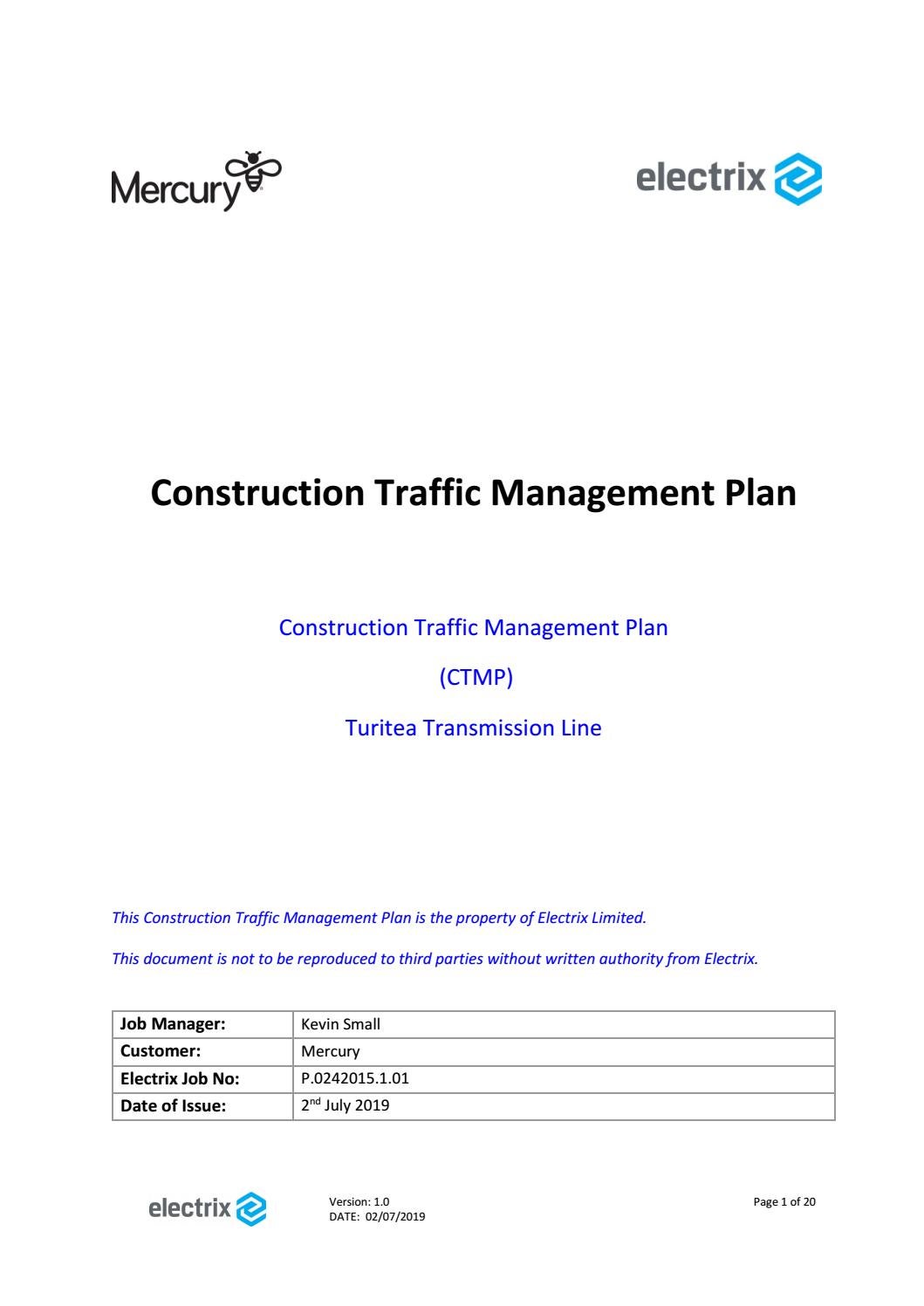 DRAFT Turitea Construction Traffic Management Plan by Mercury - Issuu