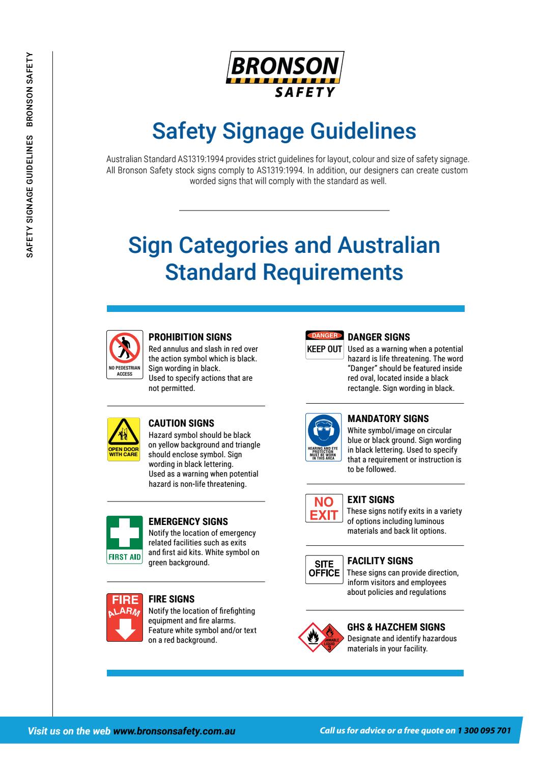 Bronson Safety - Safety Signage Guidelines by bronsonsafety - Issuu