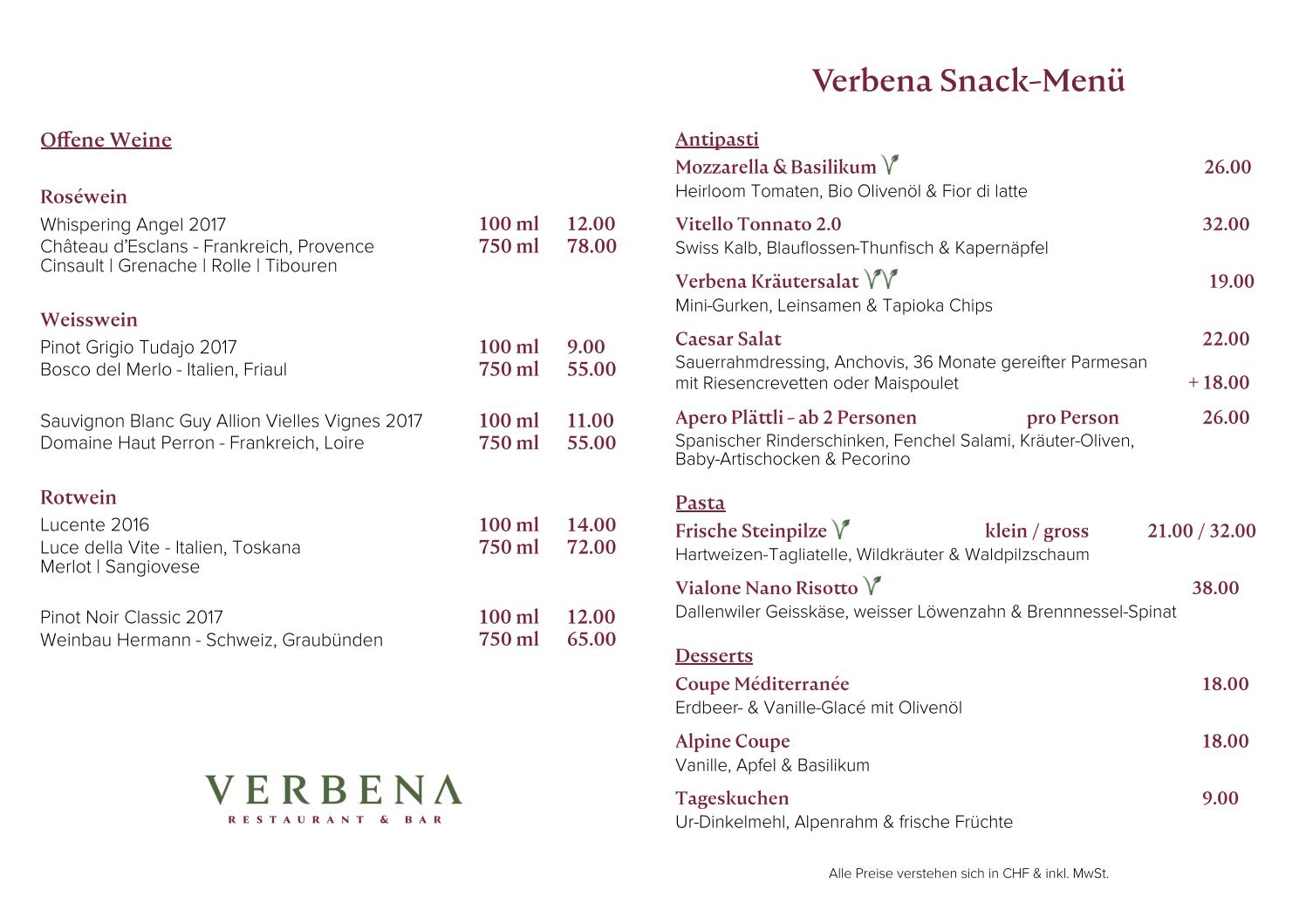 Verbena Snack Menu | DE & EN by The Bürgenstock Selection - Issuu