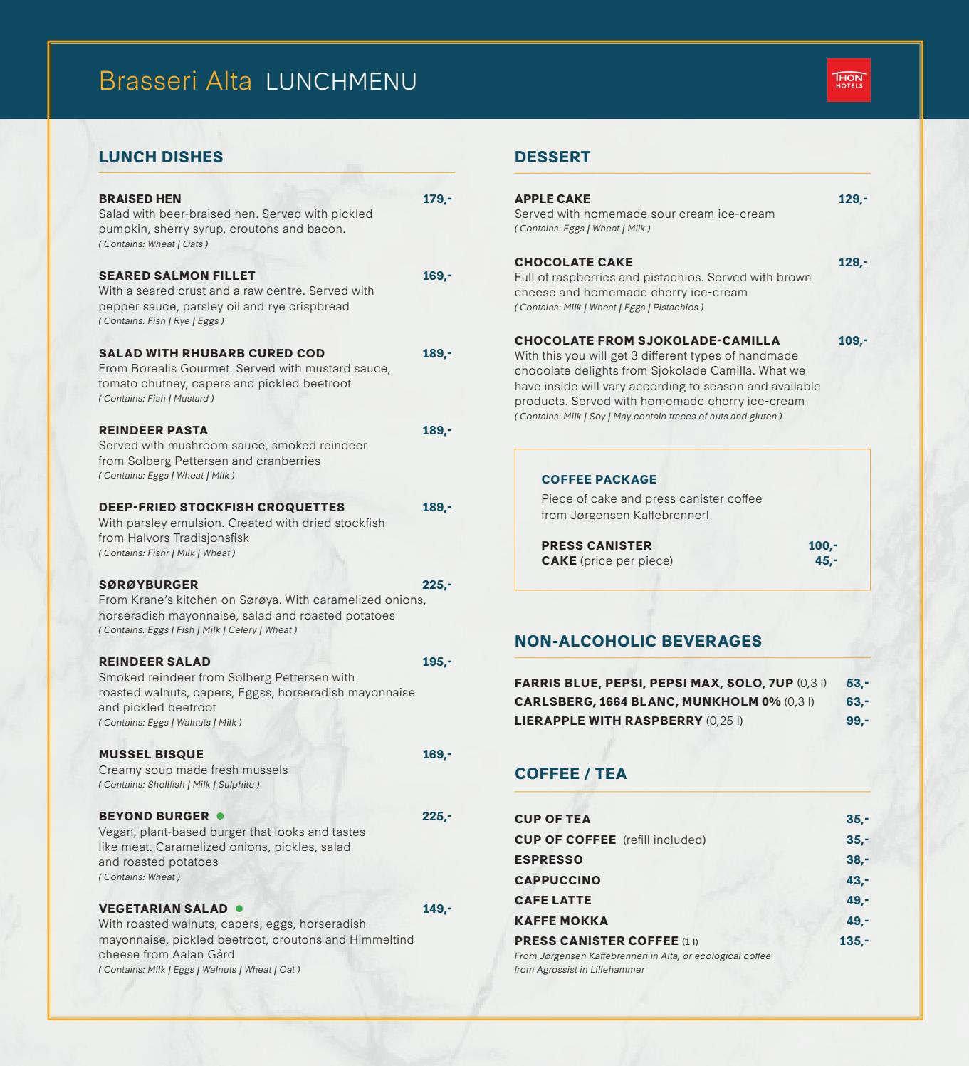 Thon Hotel À la carte menu - lunch by Olav Thon Gruppen - Issuu