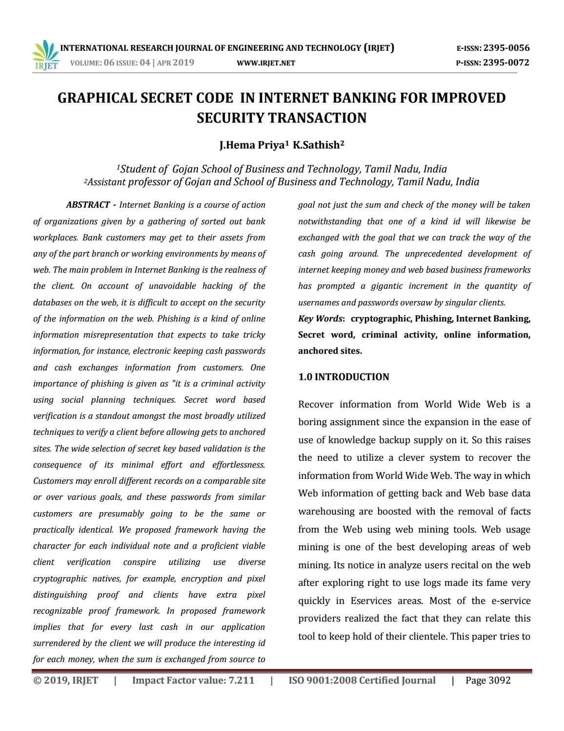 IRJET- Graphical Secret Code in Internet Banking for Improved Security ...