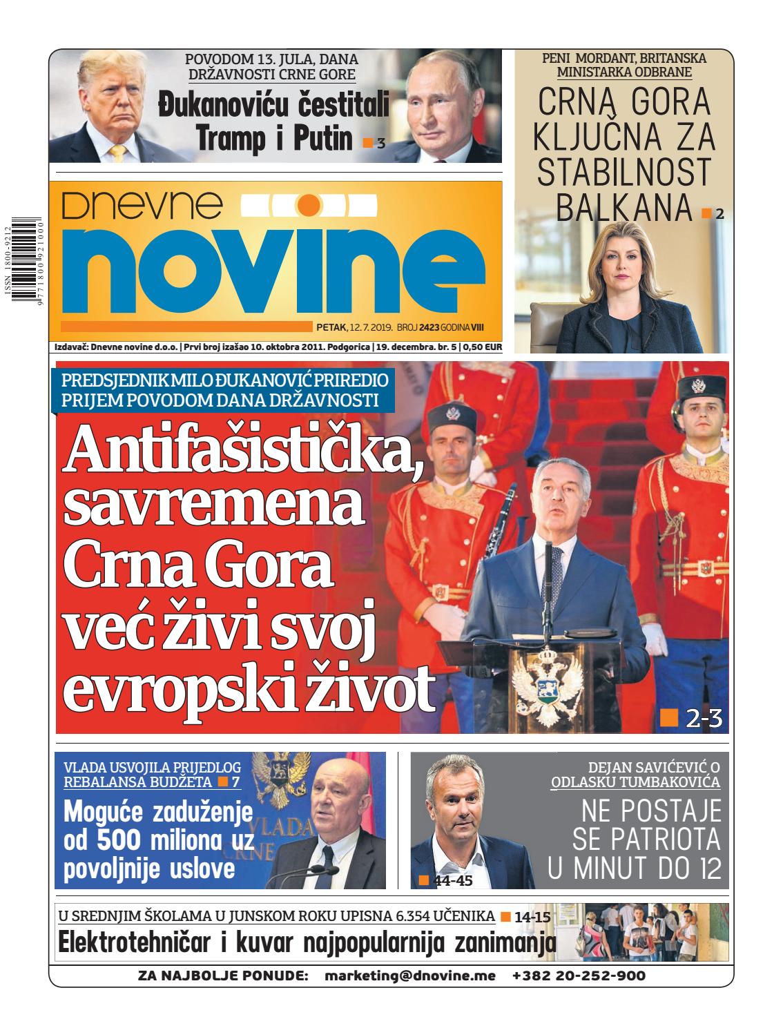 Dnevne novine 12. jul 2019. by Dnevne Novine - Issuu