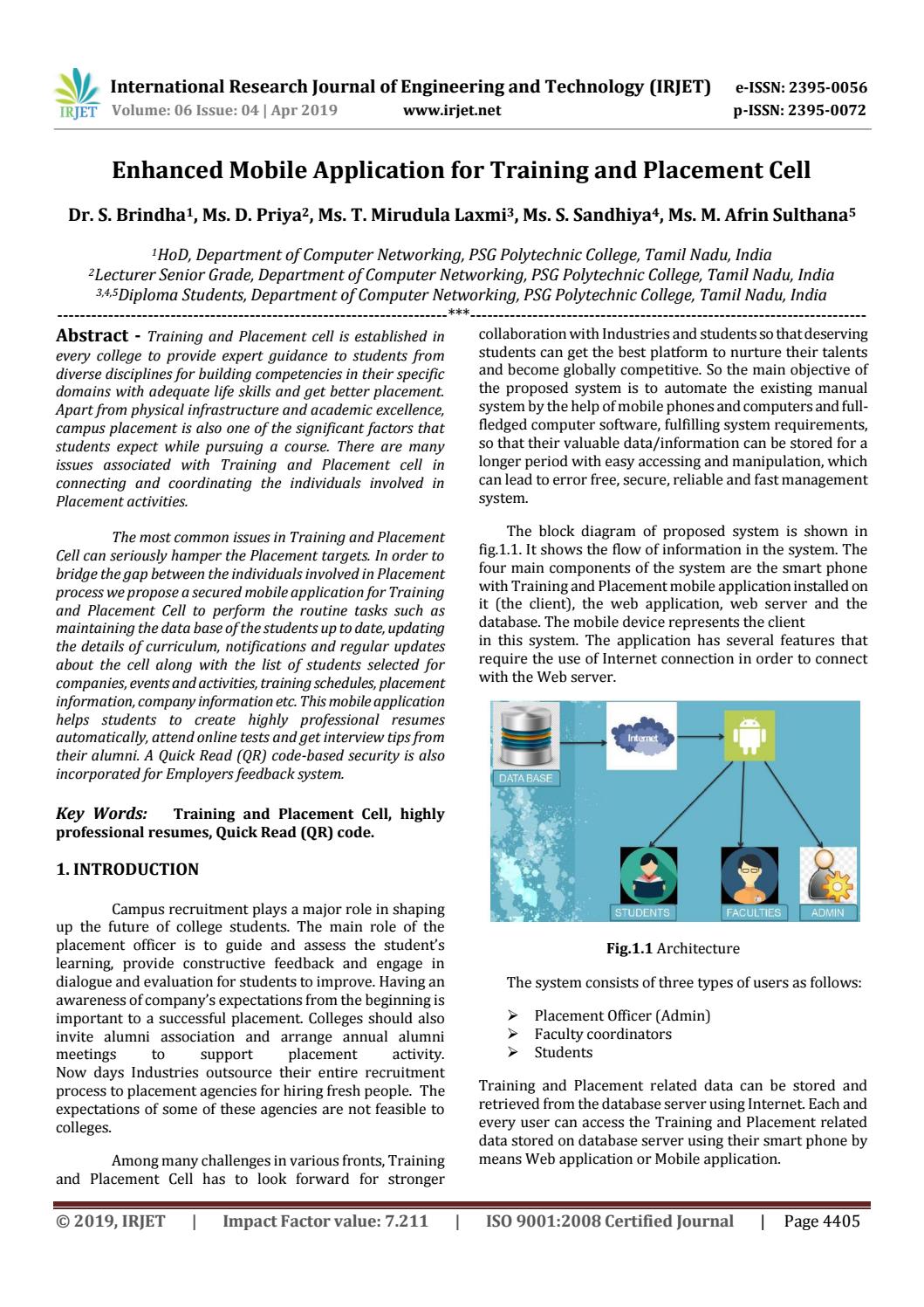 IRJET- Enhanced Mobile Application for Training and Placement Cell by ...