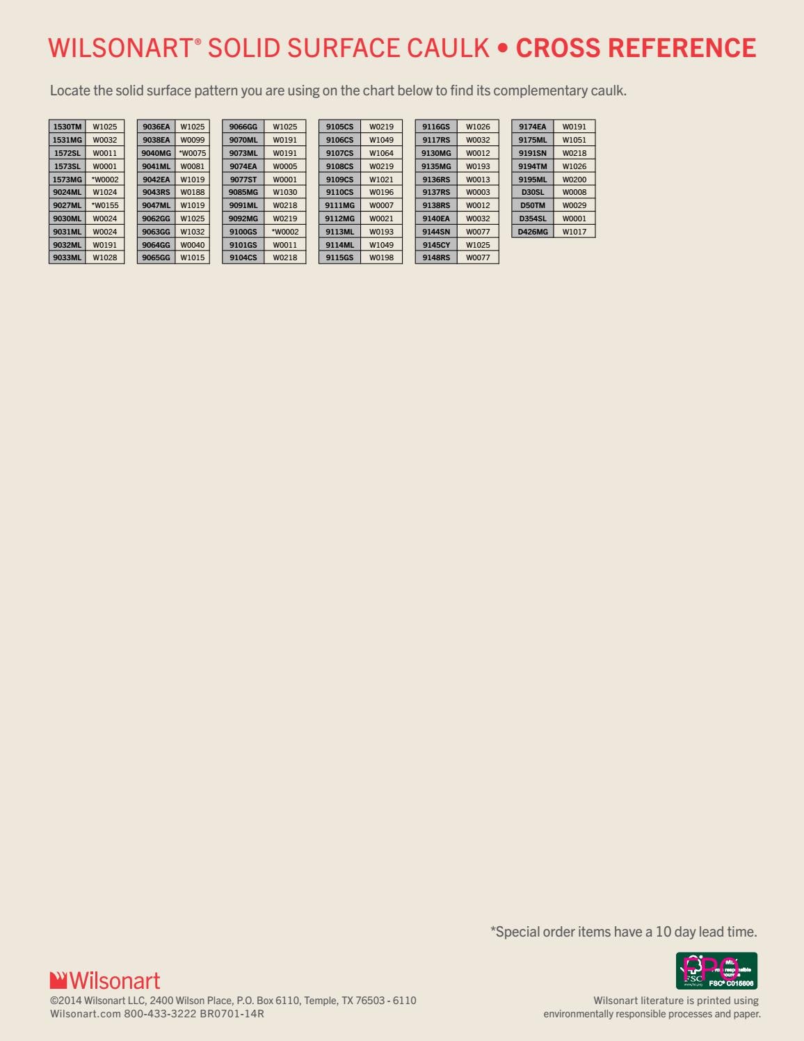 Wilsonart Color Matched Caulk Brochure by Wilsonart - Issuu