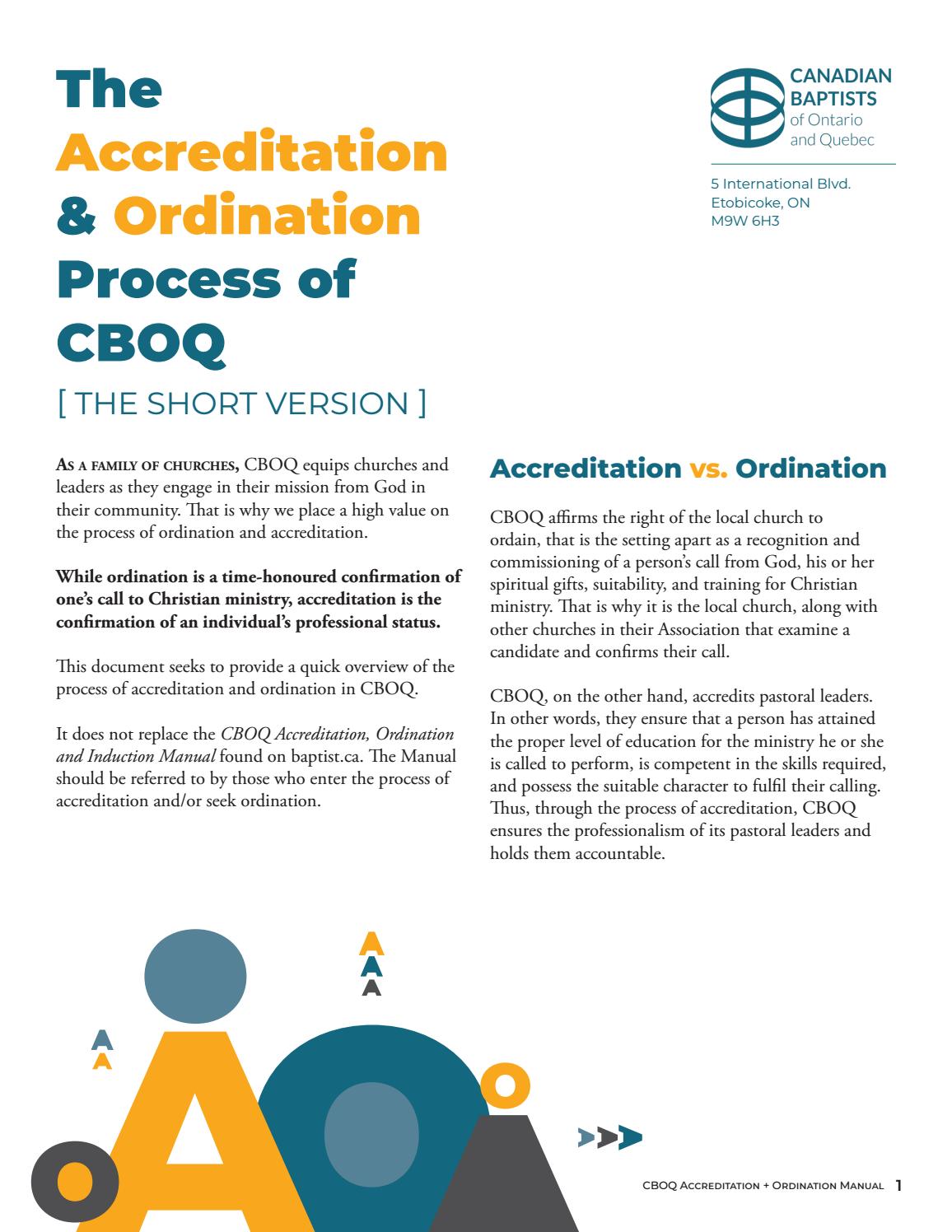 Accreditation & Ordination Process of CBOQ [The Short Version] by CBOQ ...