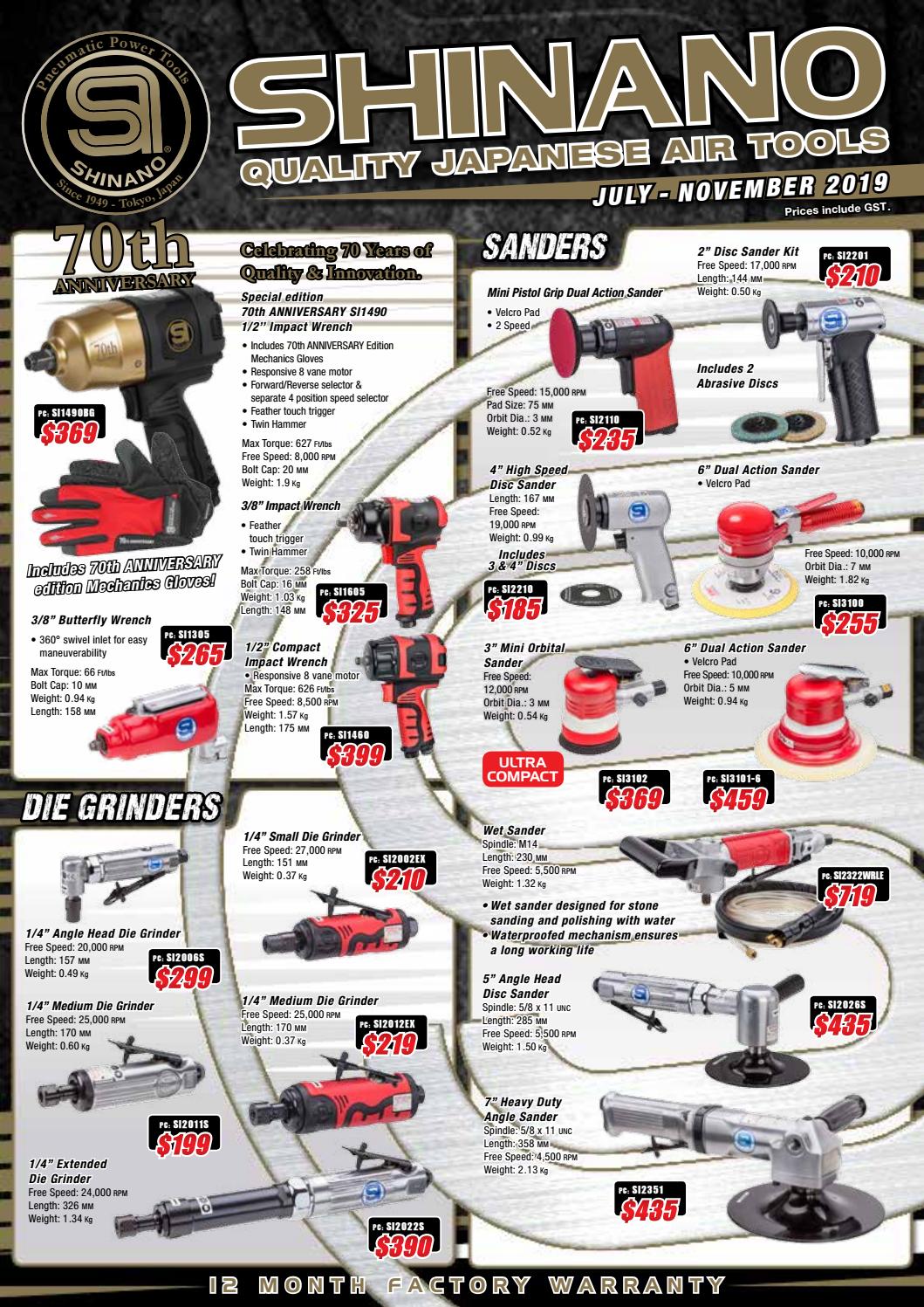 Shinano Catalogue July to November 2019 by C&L Tool Centre Pty Ltd - Issuu