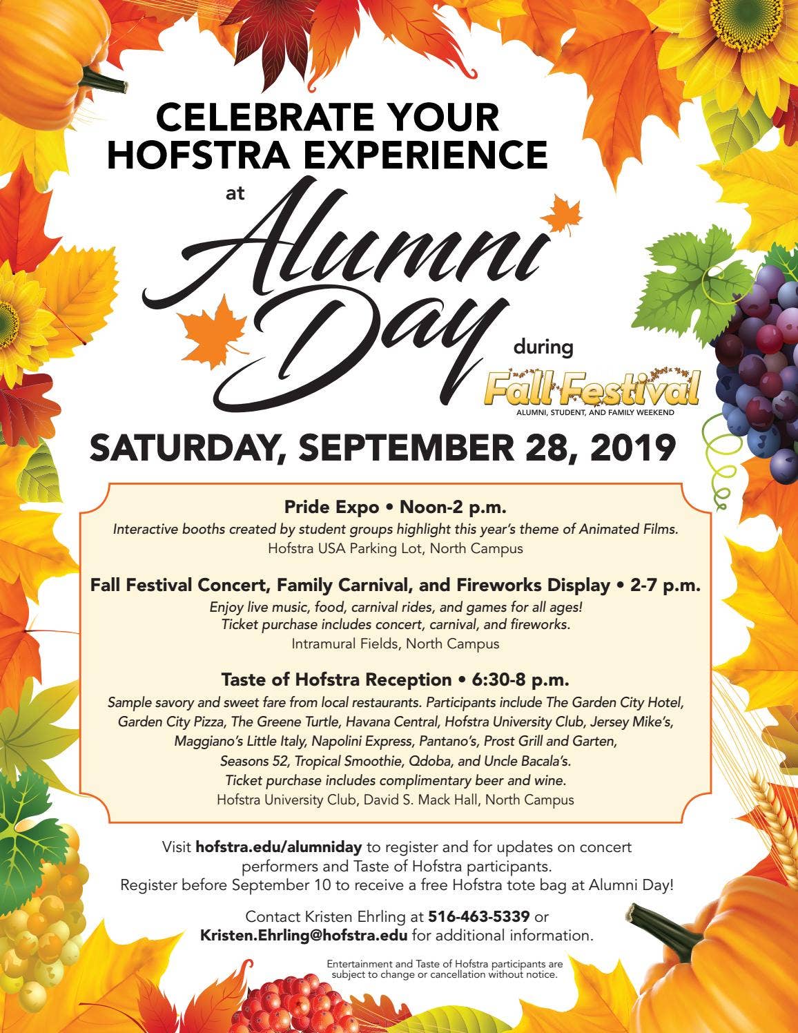 Alumni Day at Fall Festival - Saturday, September 28, 2019 by Hofstra ...