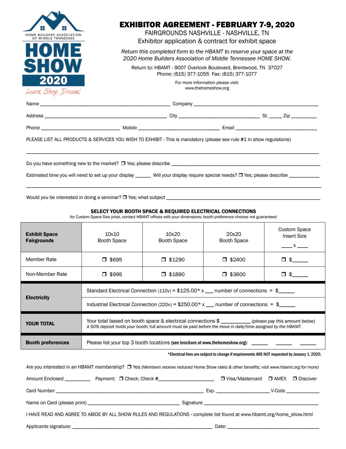 2020 HOME SHOW registration form by Home Builders Association of Middle ...