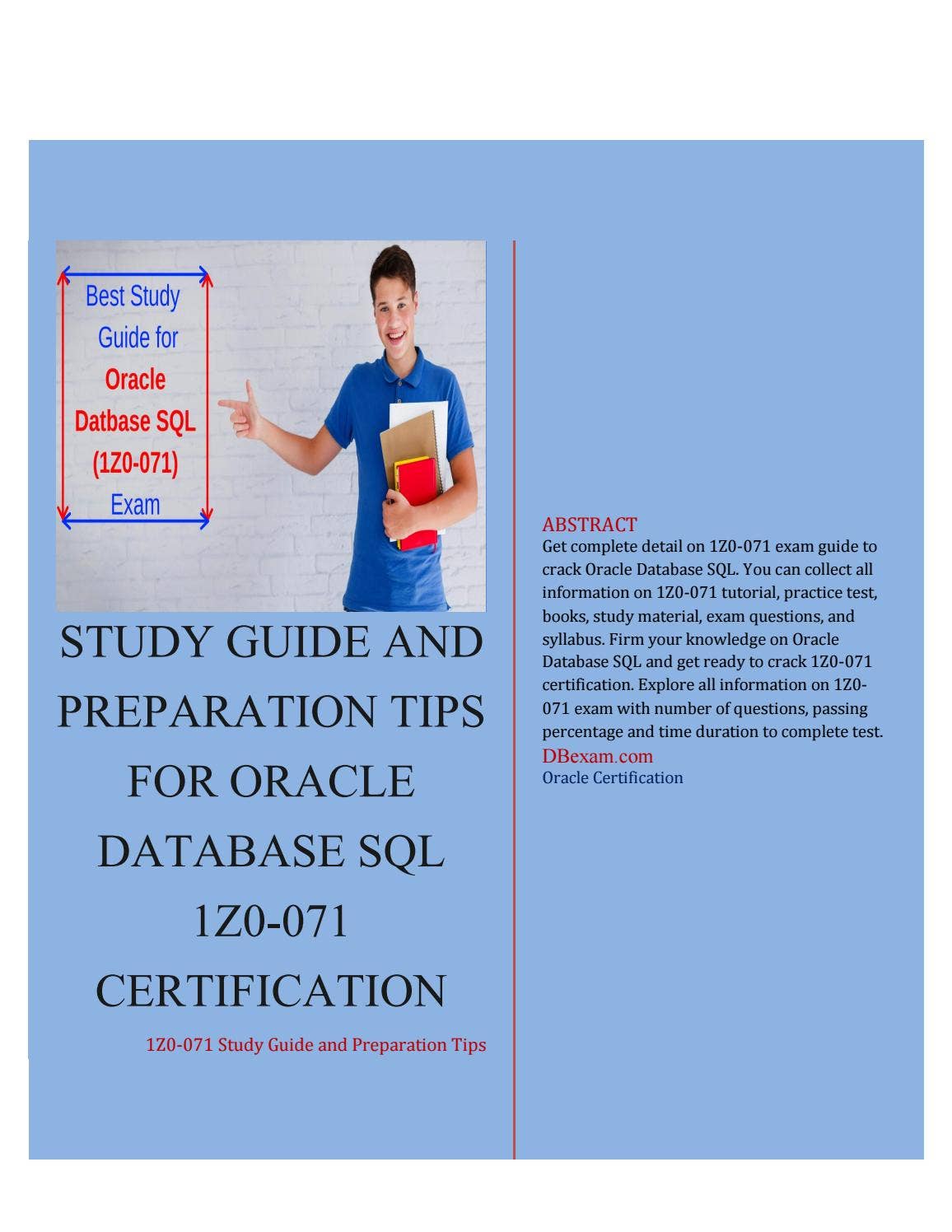 Study Guide and Preparation Tips for Oracle Database SQL 1Z0-071 ...