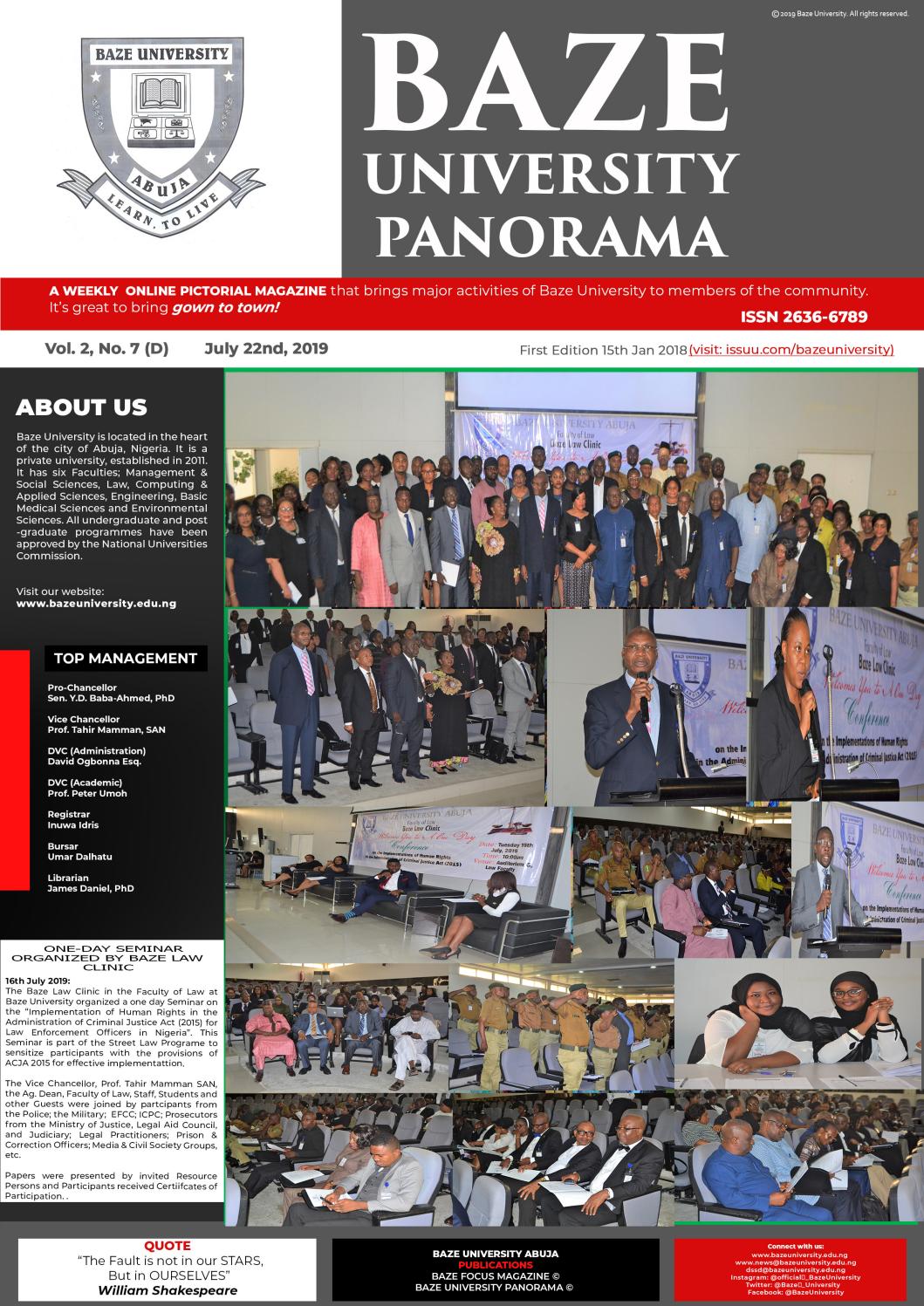 BAZE UNIVERSITY PANORAMA 22nd July, 2019 by Baze University - Issuu