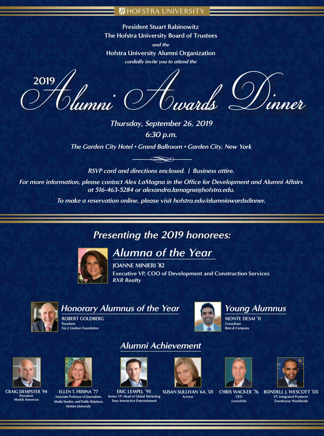 Alumni Awards Dinner Invite, RSVP & Directions by Hofstra University ...