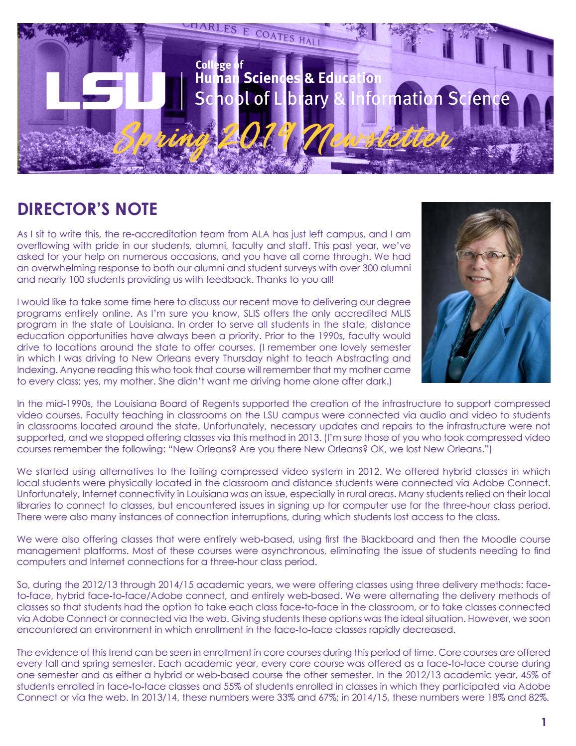 SLIS Spring 2019 Newsletter by LSU College of Human Sciences ...