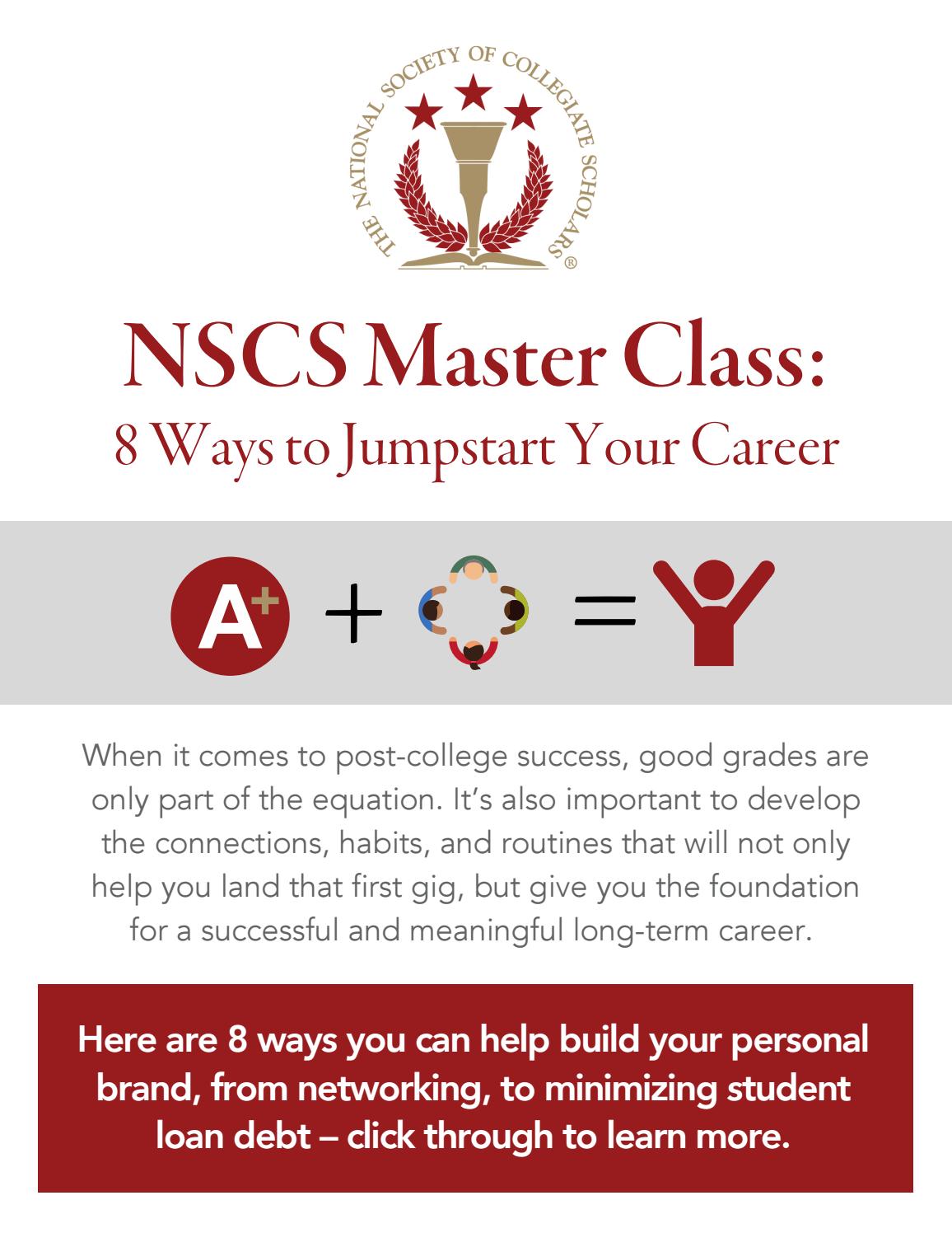 NSCS Master Class by The National Society of Collegiate Scholars - Issuu