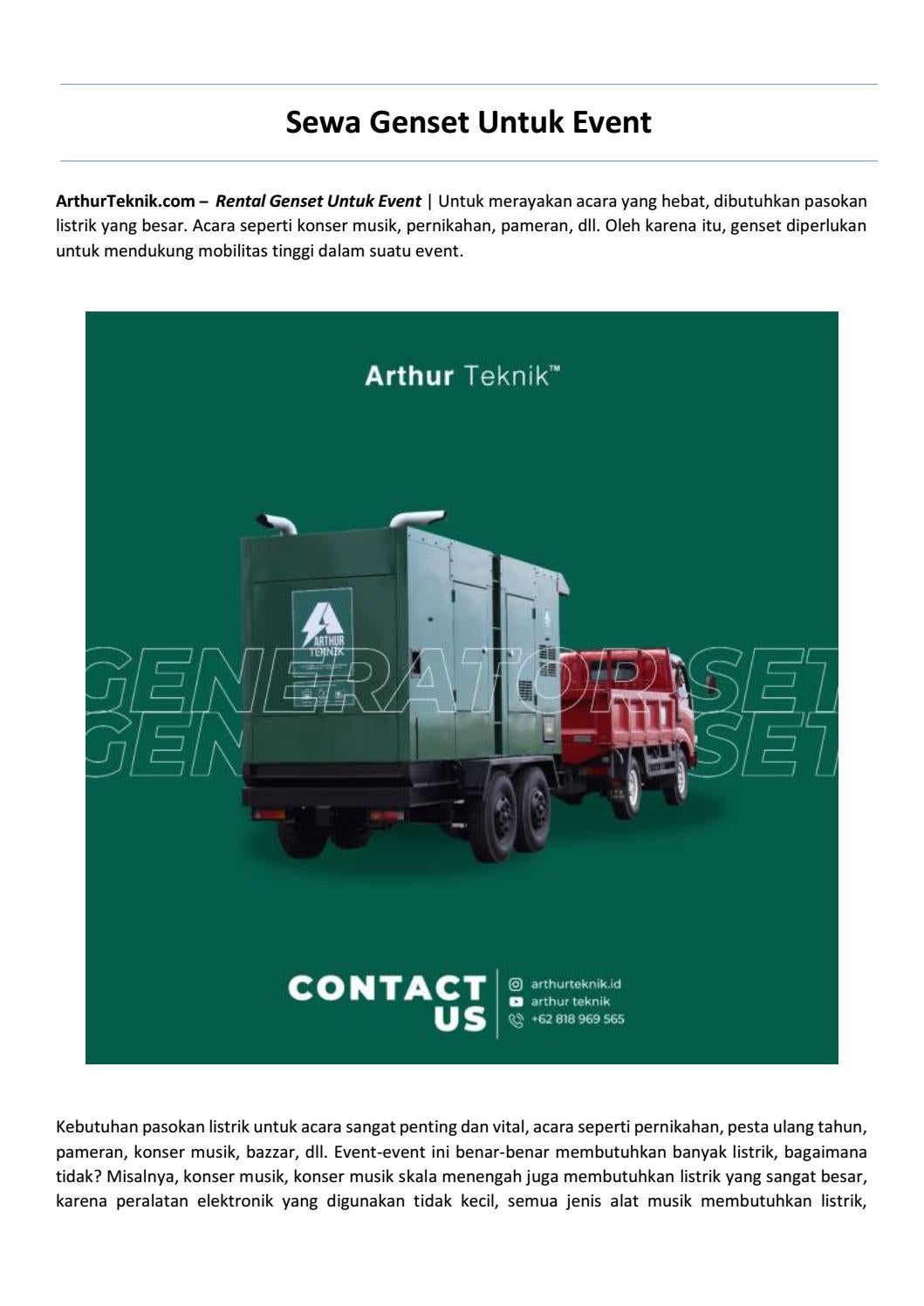 Sewa Genset Untuk Event by webarthurteknik - Issuu